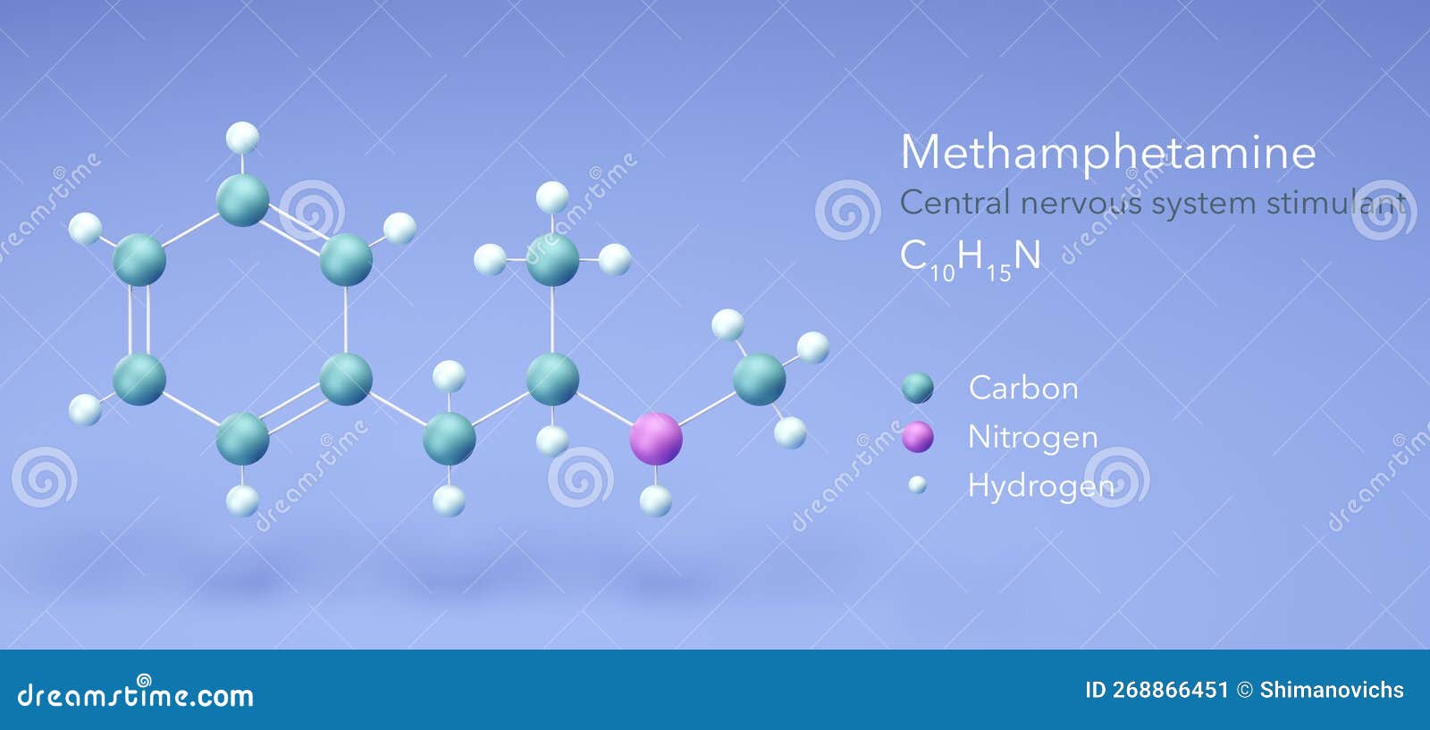 Methamphetamine Molecule, Molecular Structures, Cns Stimulant, 3d Model ...