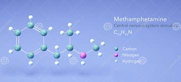 Methamphetamine Molecule, Molecular Structures, Cns Stimulant, 3d Model ...