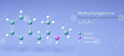 Methamphetamine Molecule, Molecular Structures, Cns Stimulant, 3d Model ...