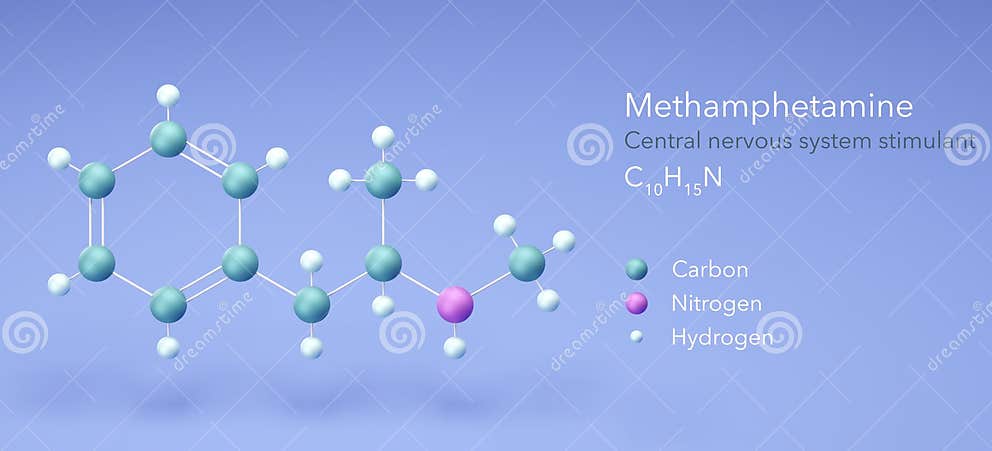 Methamphetamine Molecule, Molecular Structures, Cns Stimulant, 3d Model ...