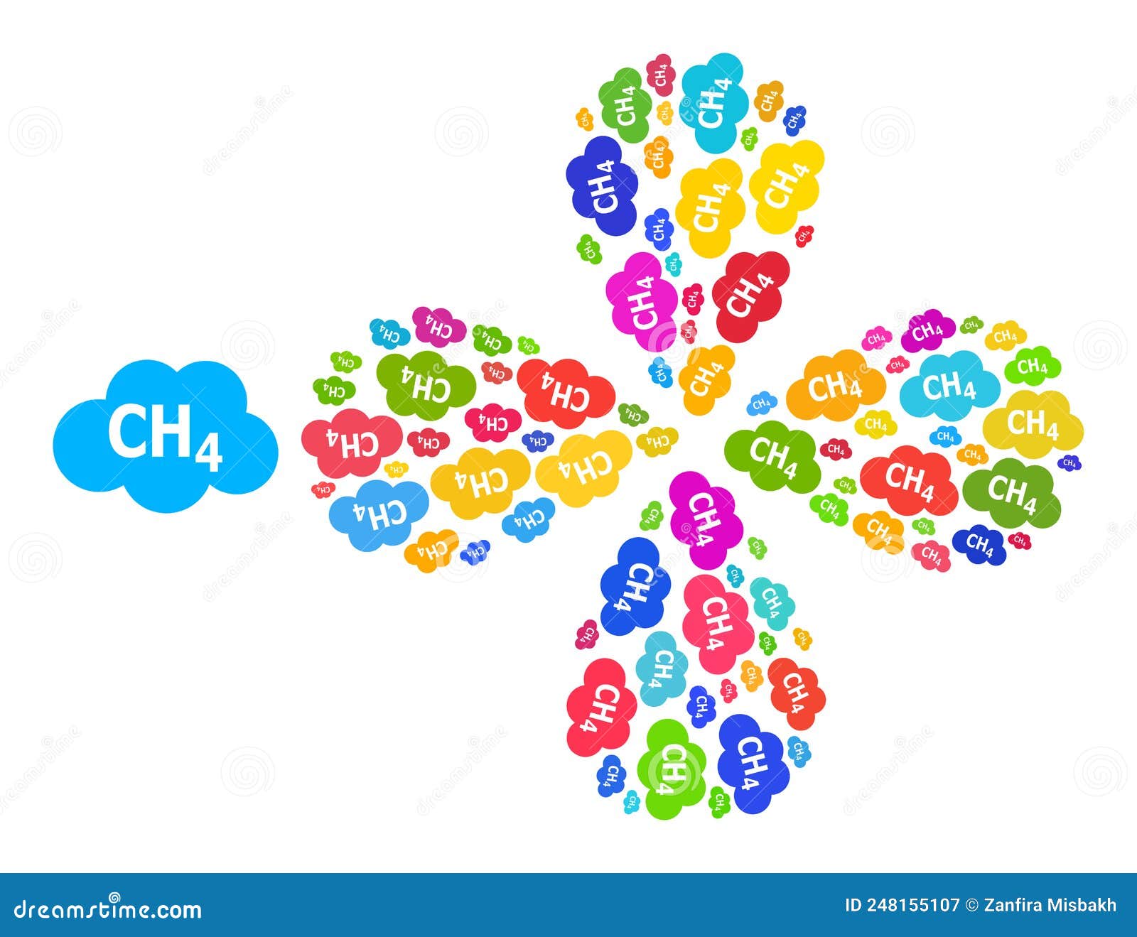 Methane Cloud Icon Multicolored Rotation Fireworks Stock Vector ...