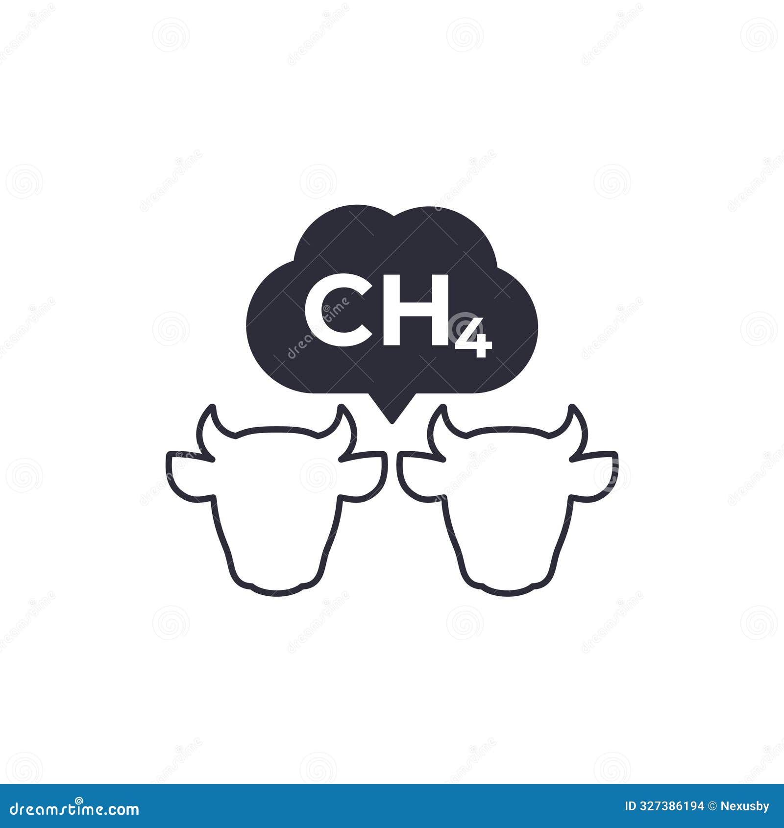 Methane Emissions from Cattle Icon Stock Illustration - Illustration of ...