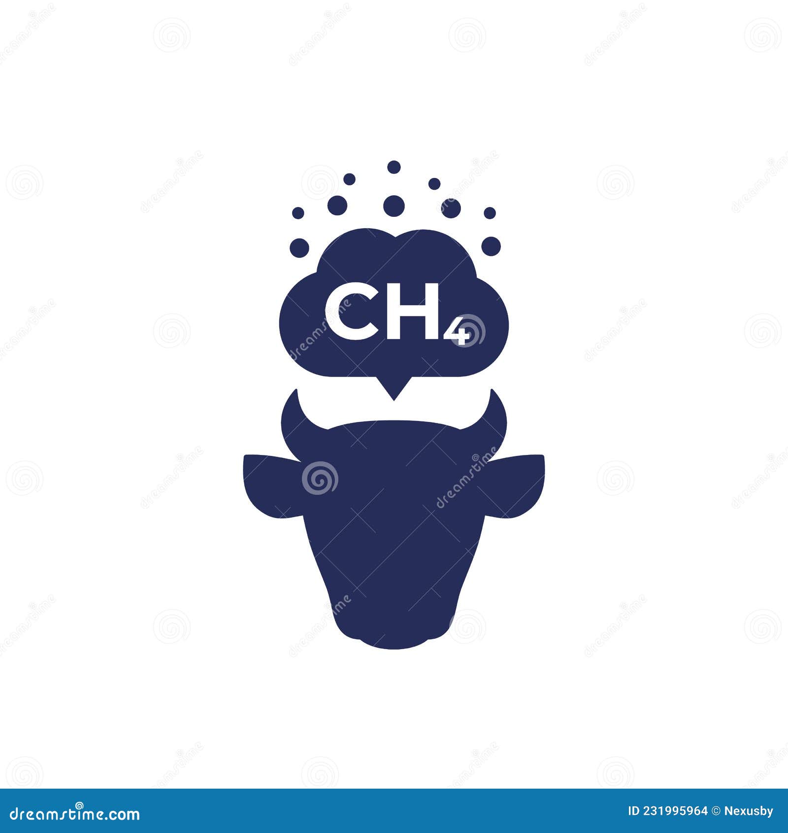 Methane Emissions Icon with Cattle Stock Vector - Illustration of ...