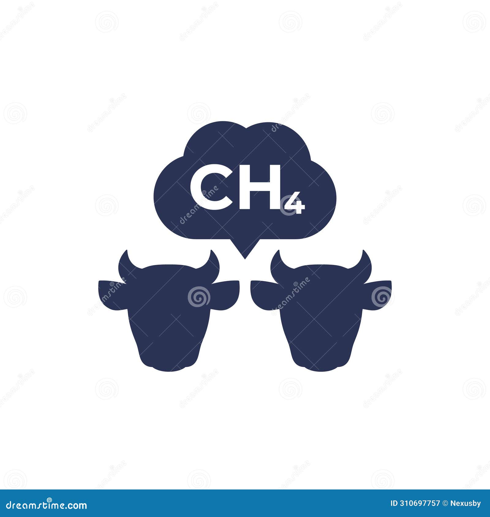 Methane Emissions Icon with Cattle on White Stock Vector - Illustration ...