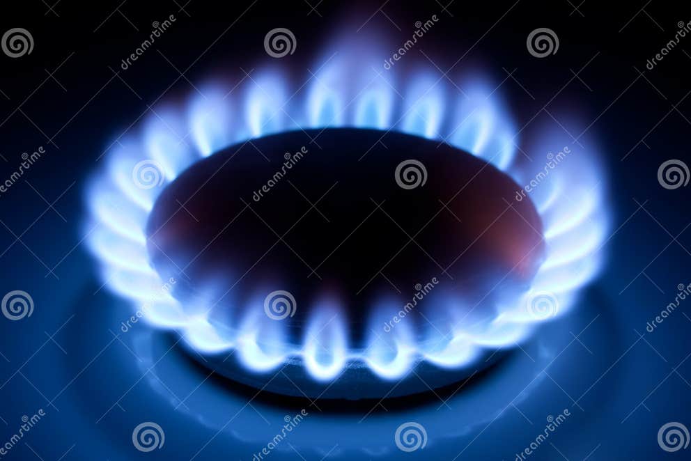 Methane Flames at Kitchen Cooker Stock Image - Image of detail, close ...
