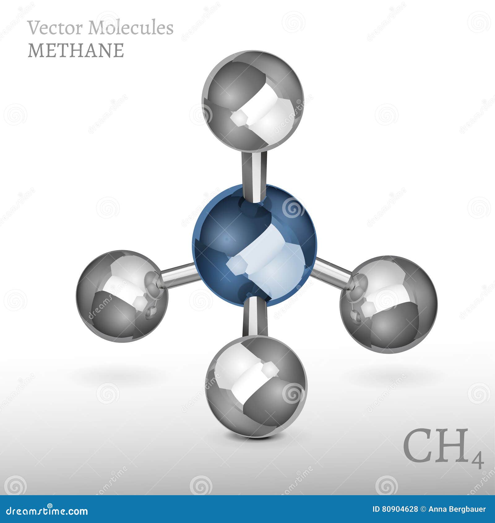 Methane CH4 Gas Molecule, Chemical Structure. Methane Is The Main ...