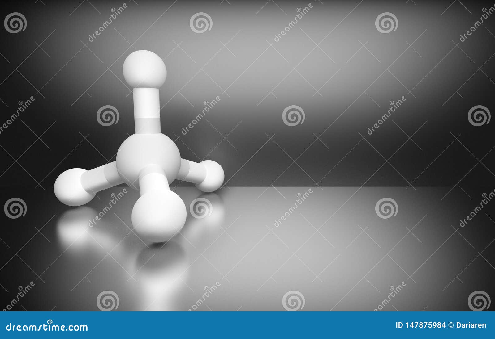 Methane Molecule on Gray Background Stock Illustration - Illustration ...