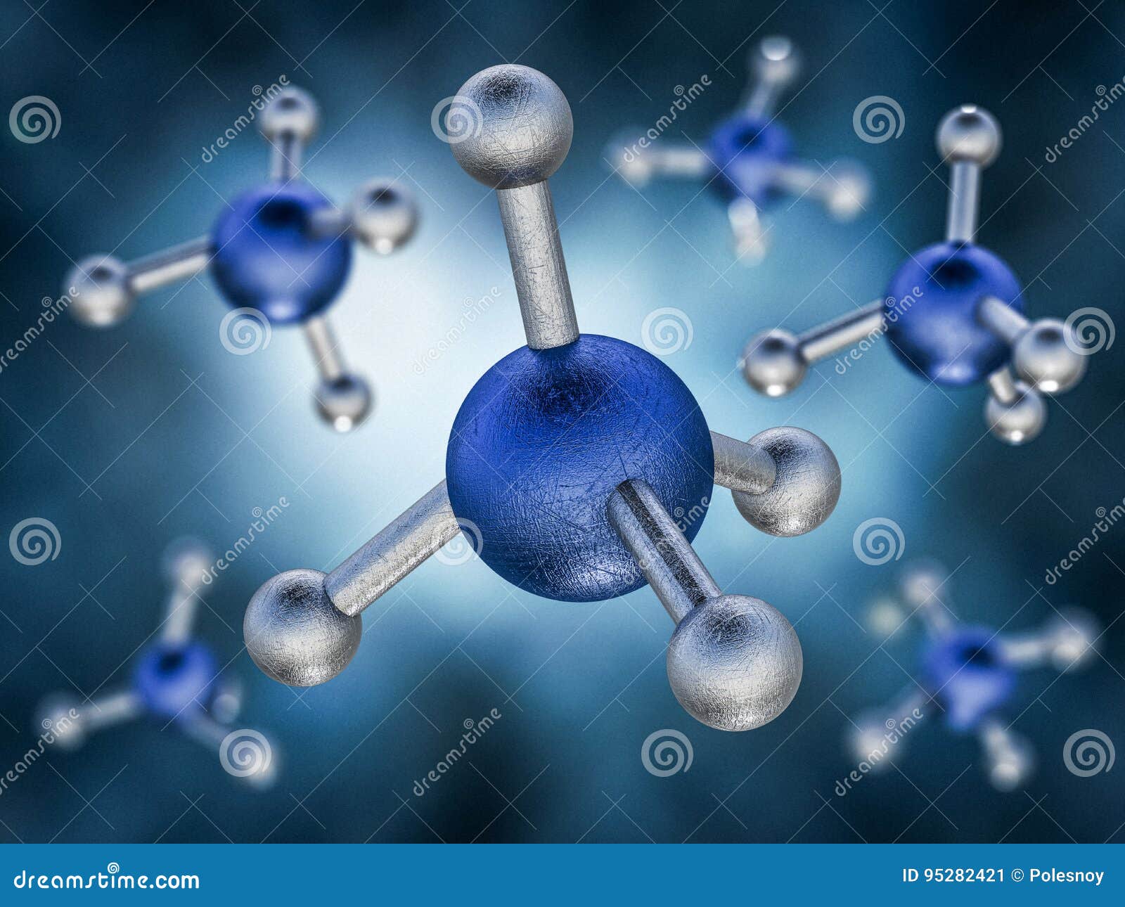 Methane Molecule Image. 3D stock illustration. Illustration of medicine ...
