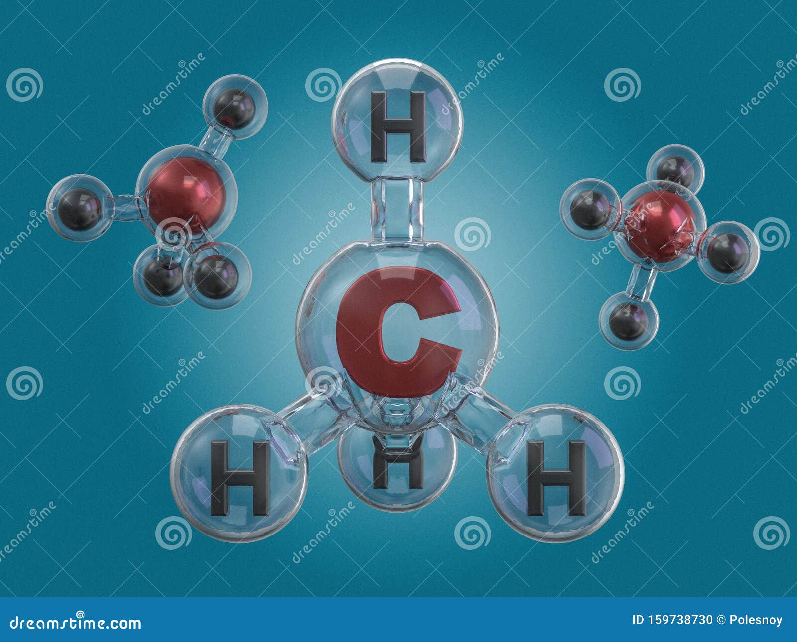 Methane Molecules Background. 3D Rendering Stock Illustration ...