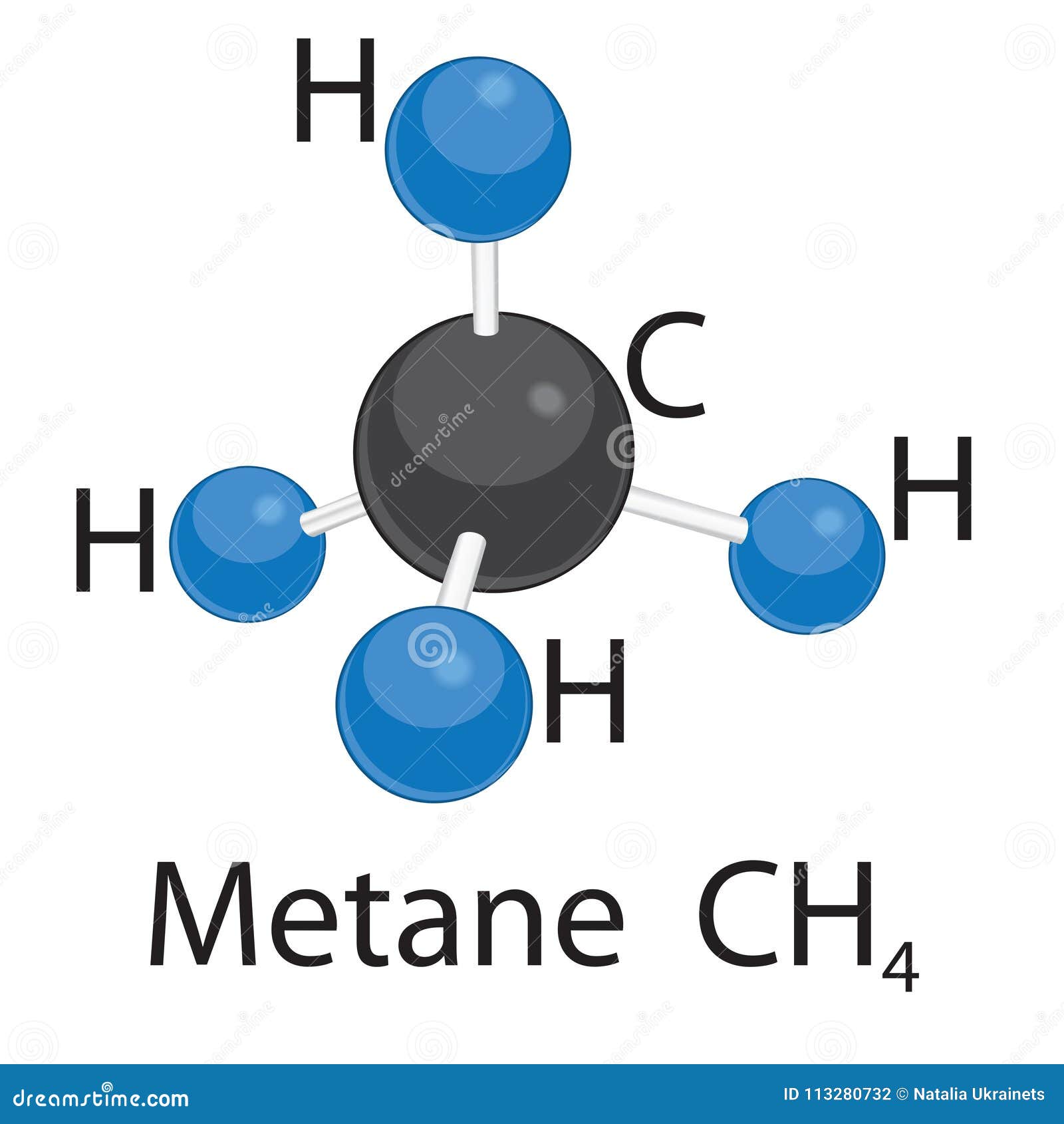 Methane molecule stock vector. Illustration of medical - 113280732
