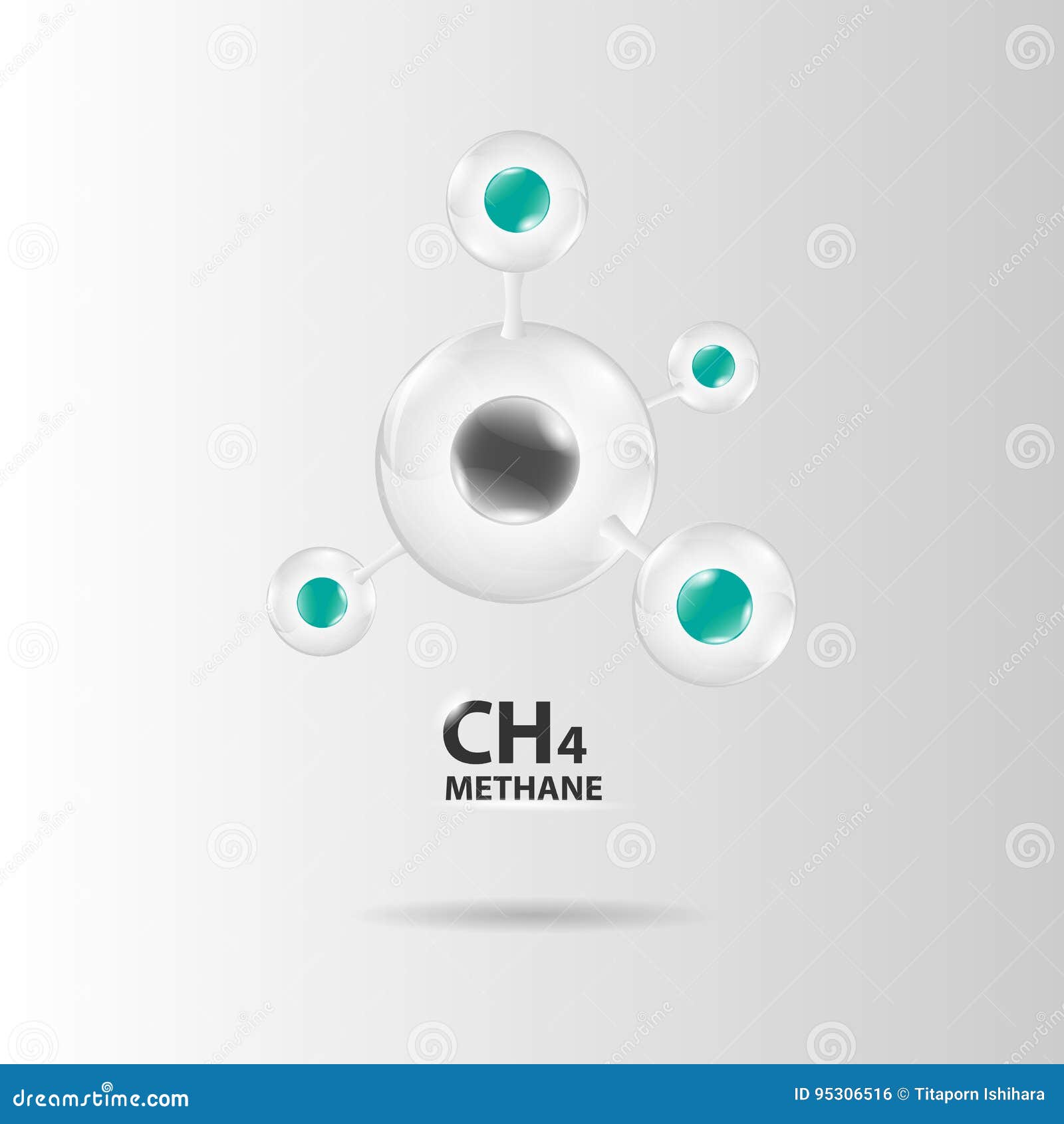 Methane Molecule Model Vector Stock Vector - Illustration of hydrogen ...