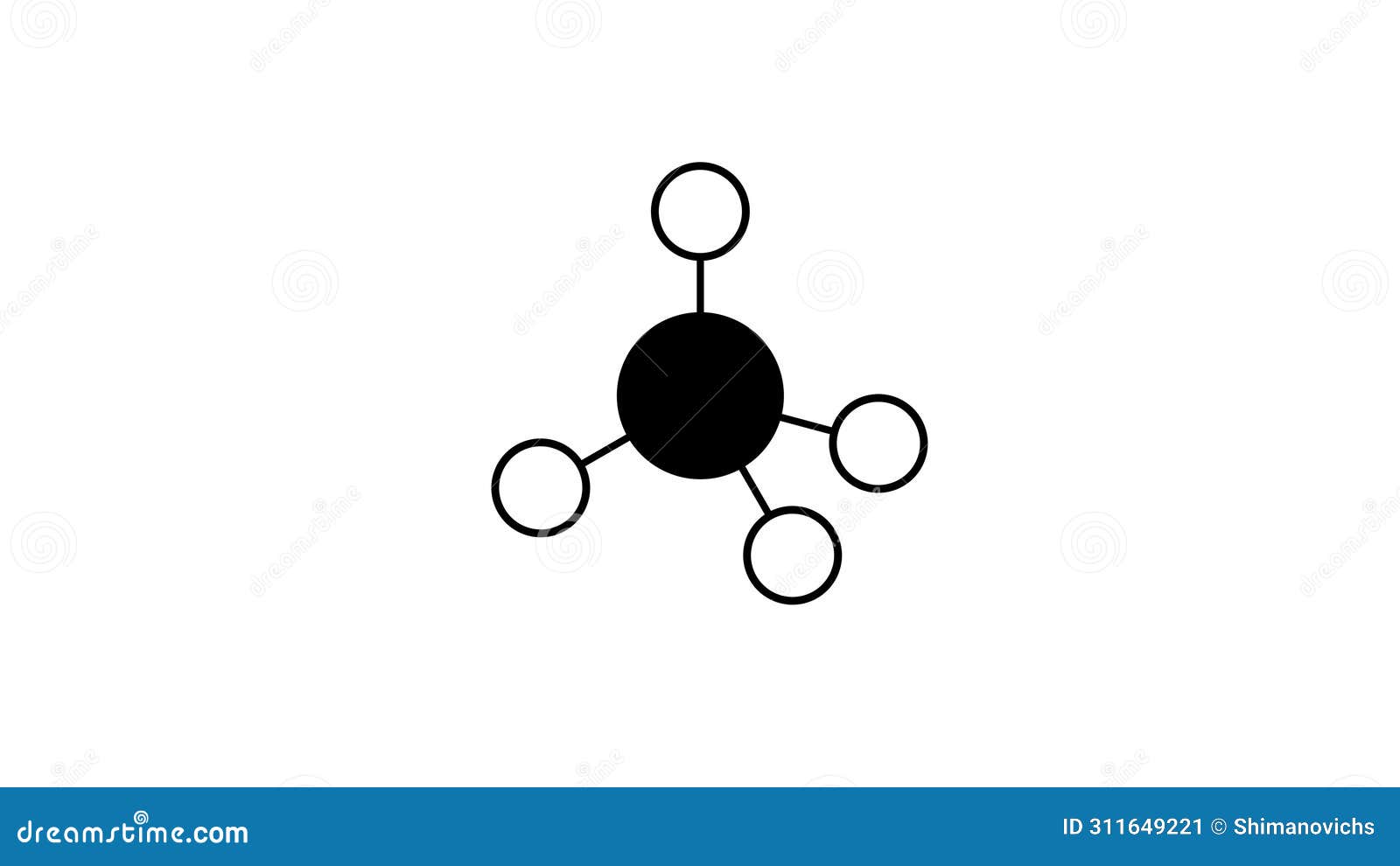 Methane Molecule, Structural Chemical Formula, Ball-and-stick Model ...