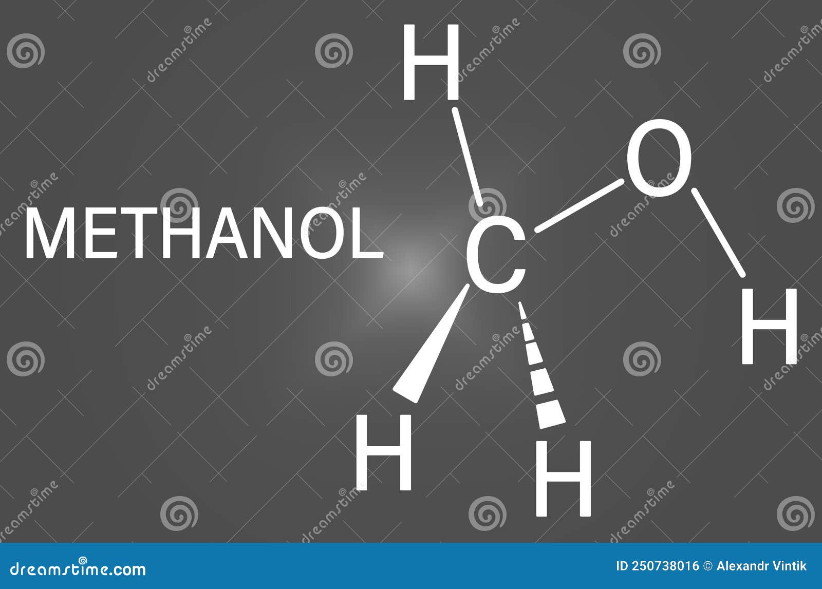Methanol or Methyl Alcohol, MeOH, Molecule. Highly Toxic. Skeletal ...