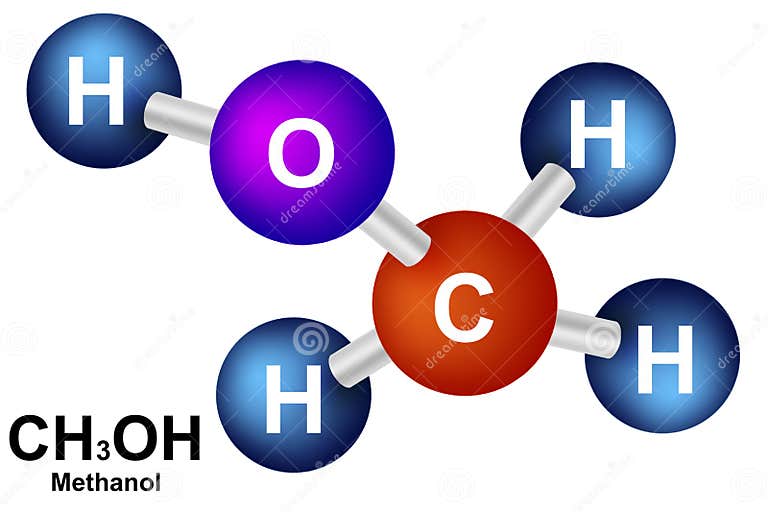Methanol Molecular Models and Chemical Formula Stock Illustration ...