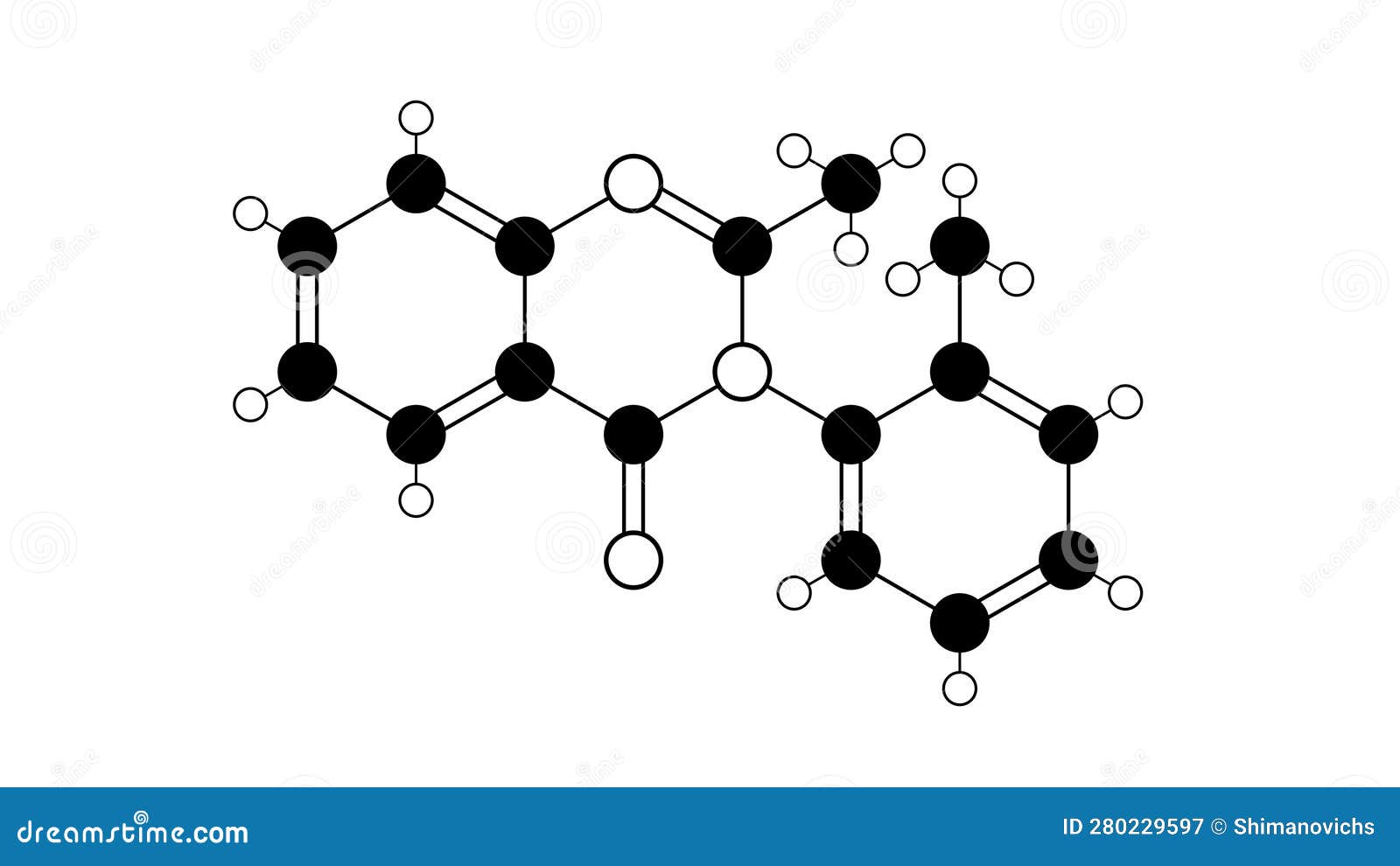 Methaqualone Molecule, Structural Chemical Formula, Ball-and-stick ...