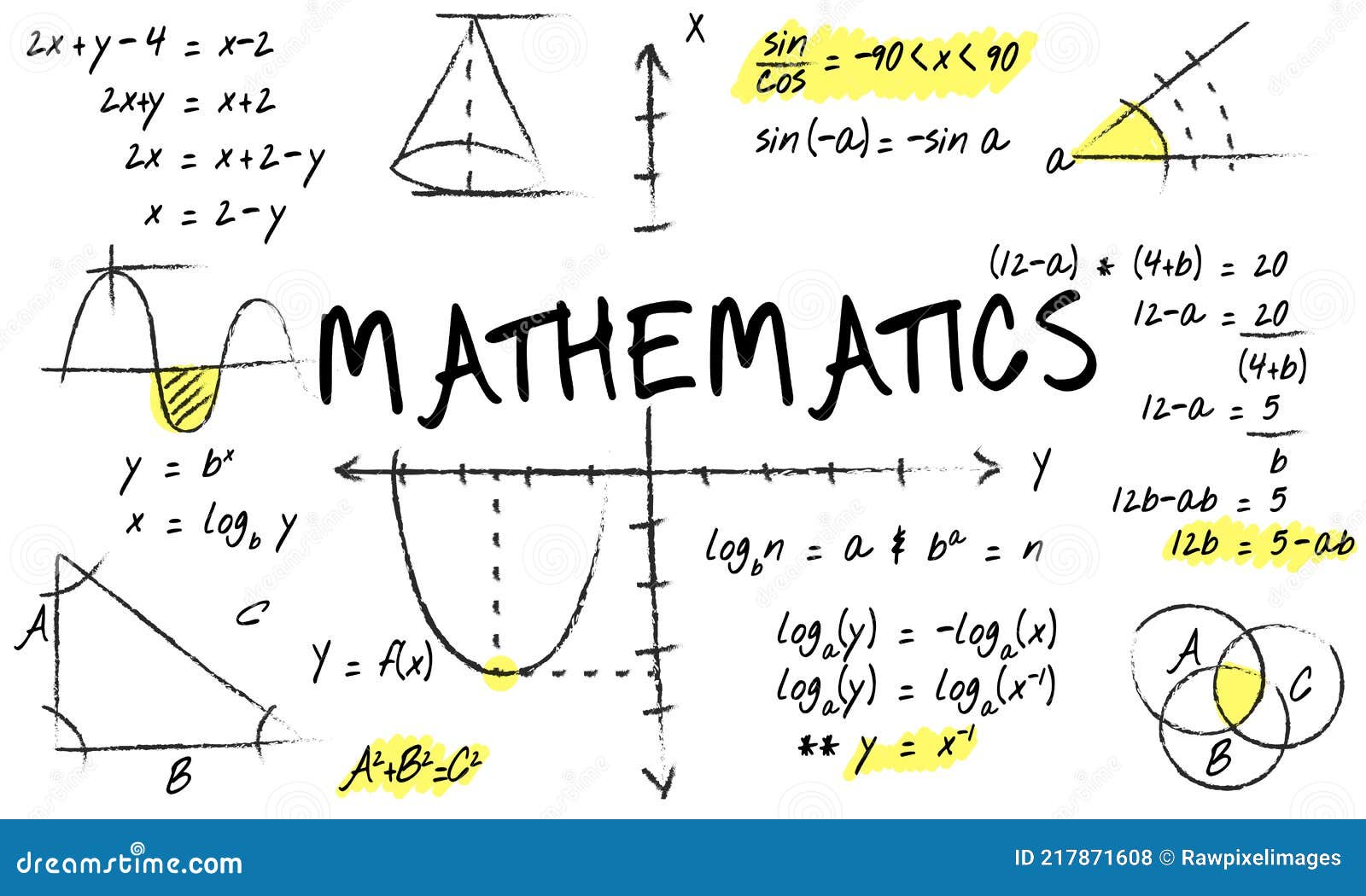 Methematics Math Algebra Calculus Numbers Concept Stock Illustration ...