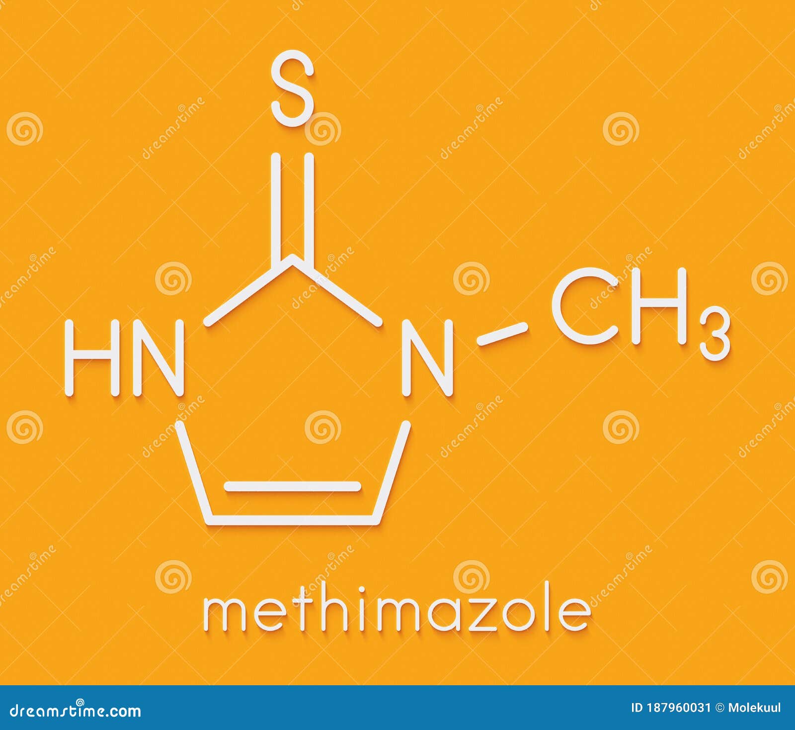 Methimazole Hyperthyroidism Drug Molecule. Atoms Are Represented As ...