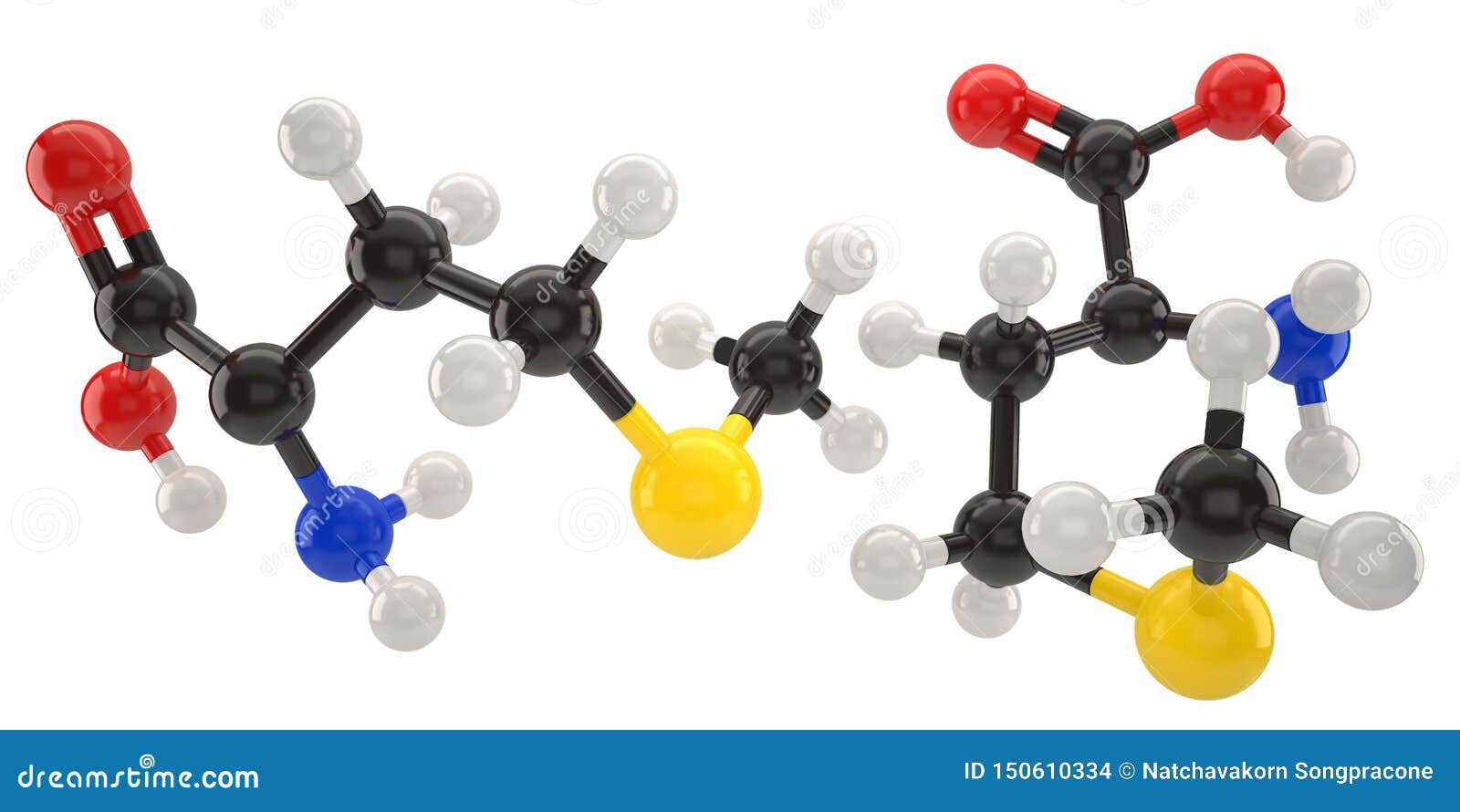Methionine Molecule Structure 3d Illustration with Clipping Path Stock ...