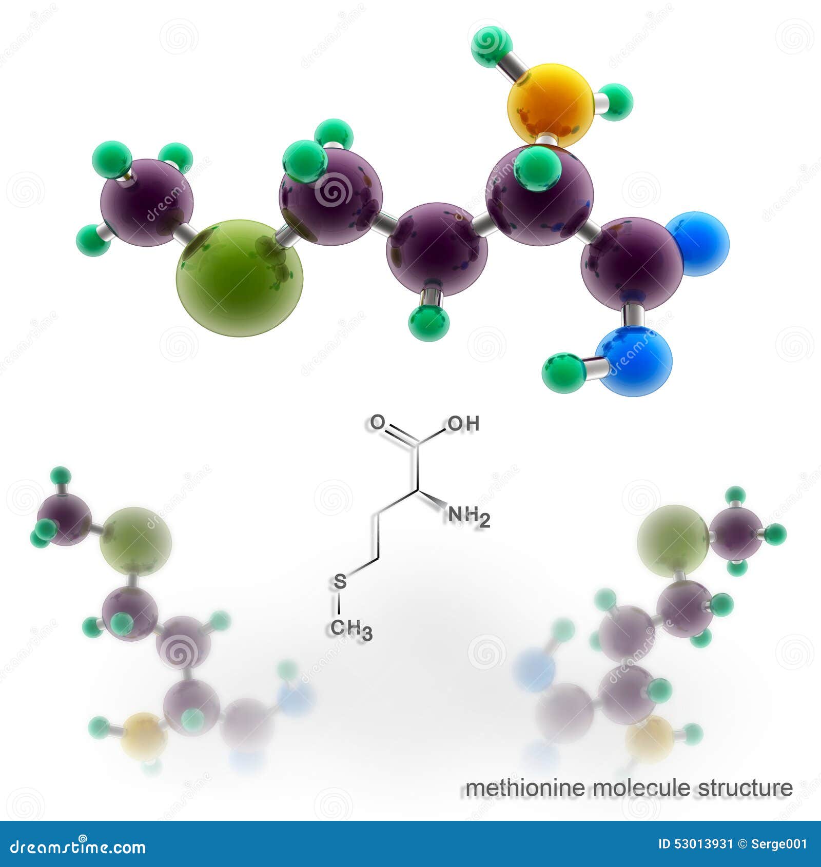 Methionine 3D Molecule Chemical Science Vector Illustration ...