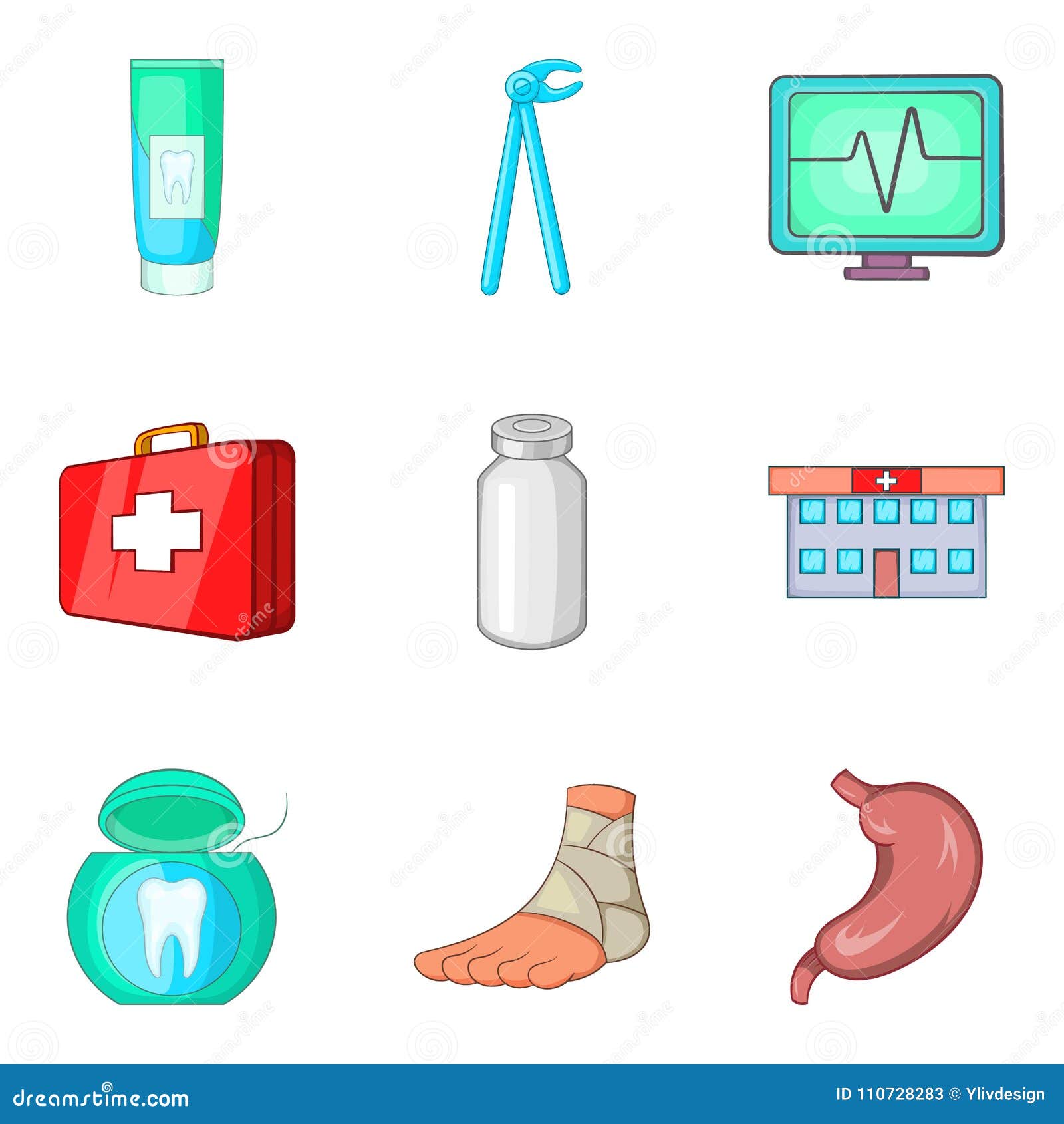 Method of Processing Icons Set, Cartoon Style Stock Vector ...
