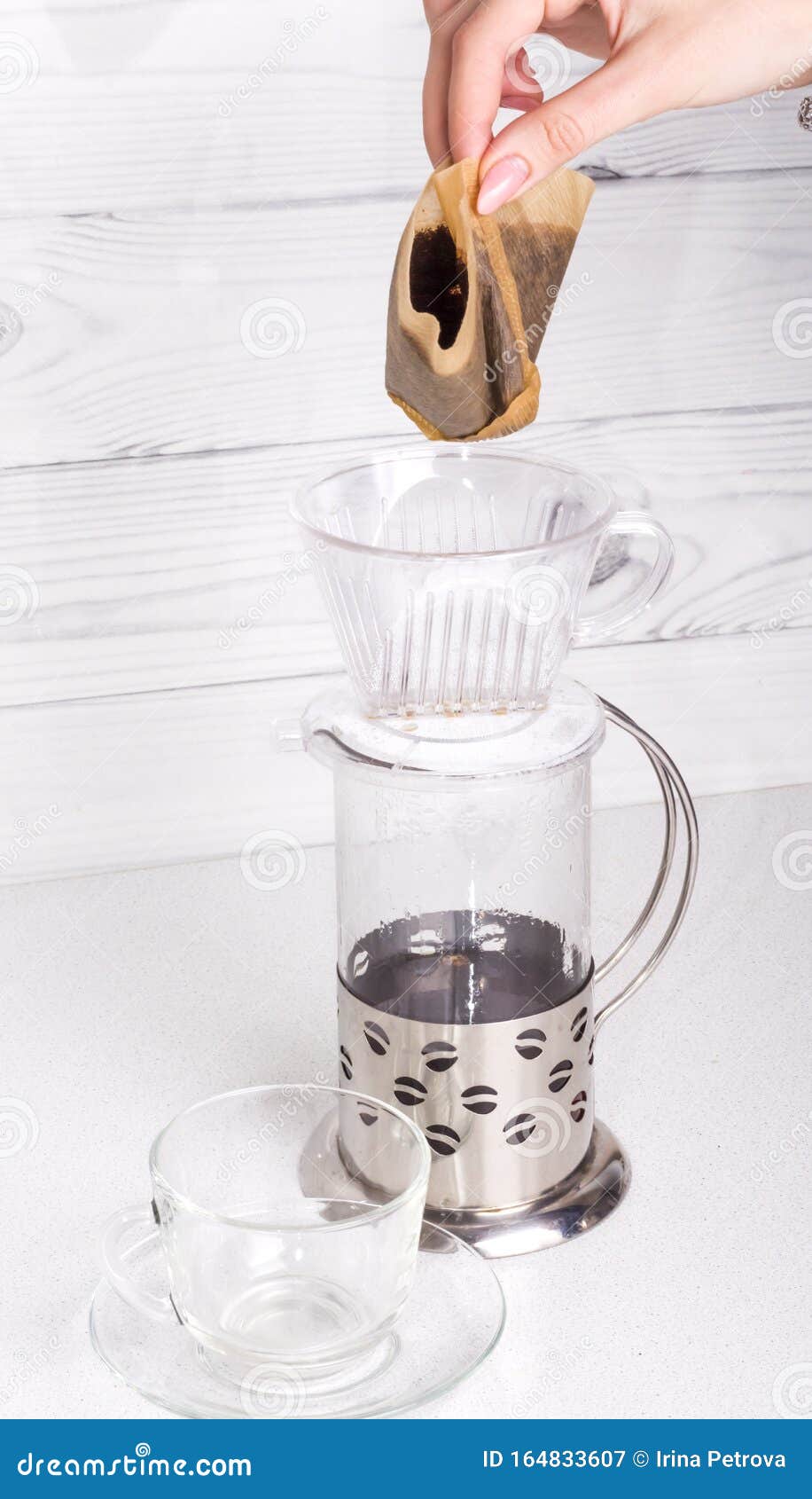 Method for Removing Waste Ground Coffee in the Filter from the Funnel ...