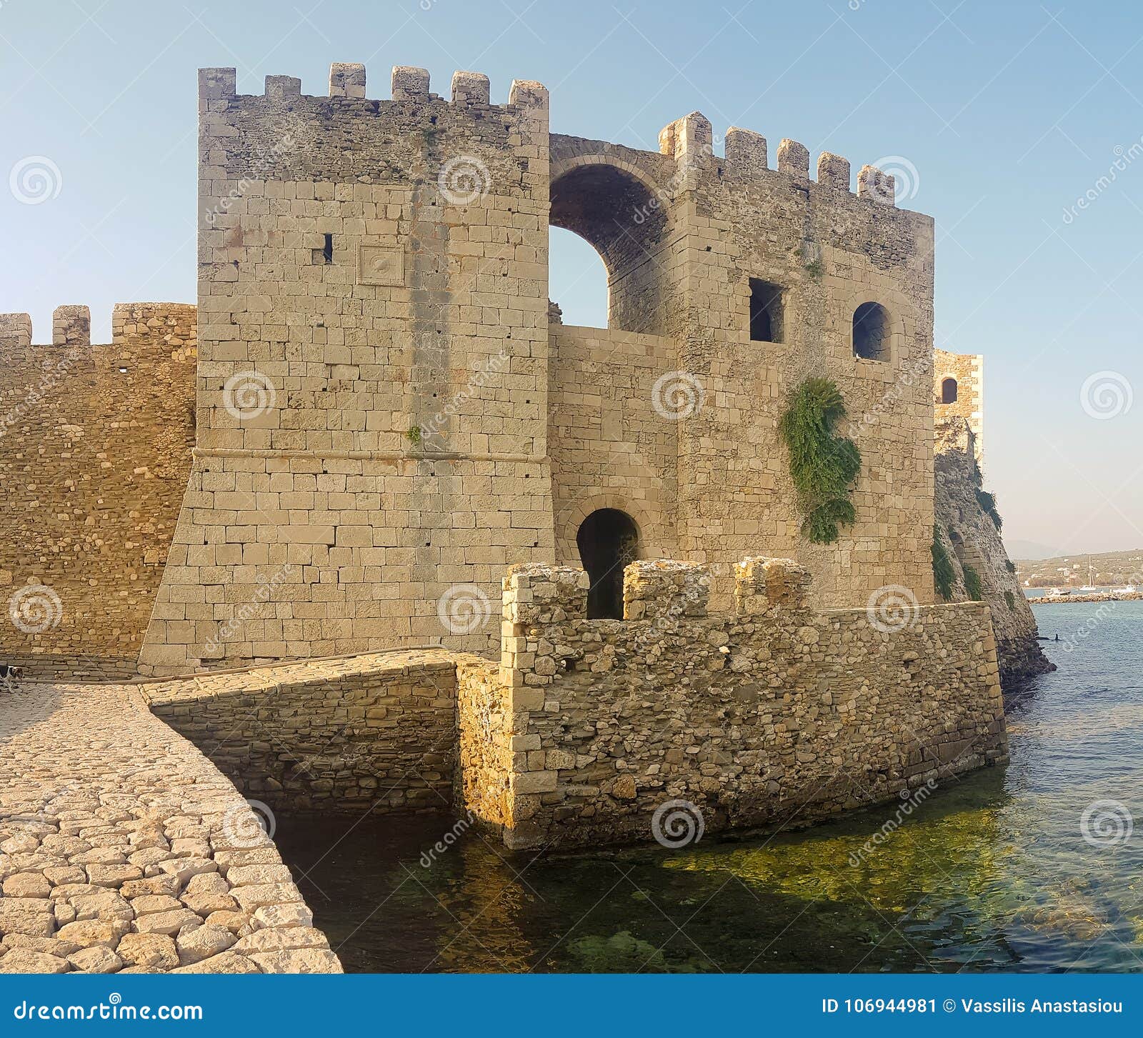 Methoni, Greece 9 August 2017. Fortress of Methoni Castle in Greece. a ...