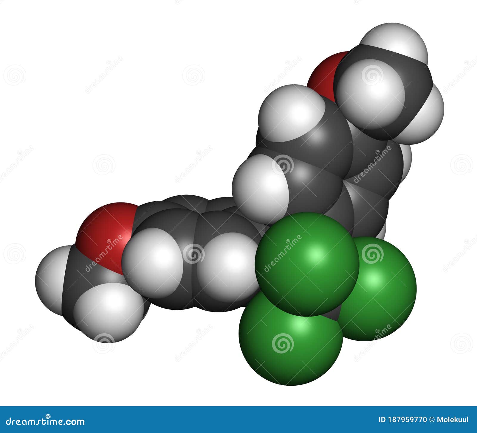 Methoxychlor Pesticide Molecule. 3D Rendering. Atoms are Represented As ...
