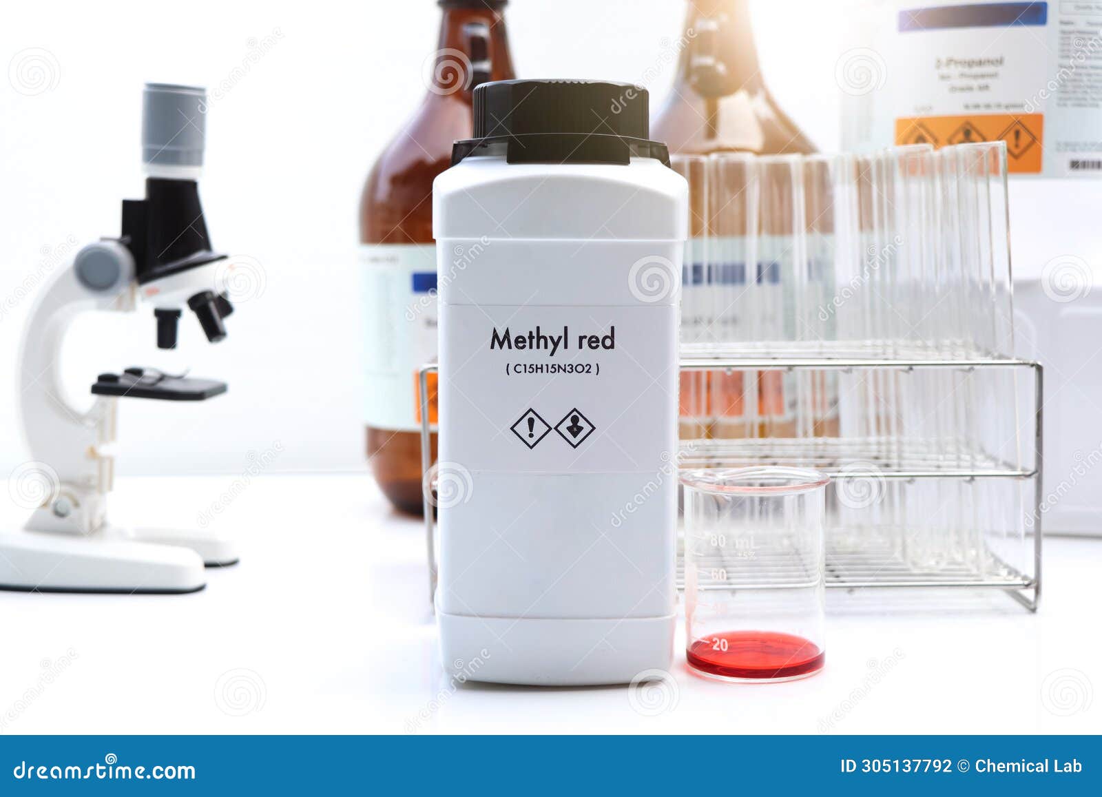 Methyl Red in Bottle , Chemical in the Laboratory and Industry Stock ...
