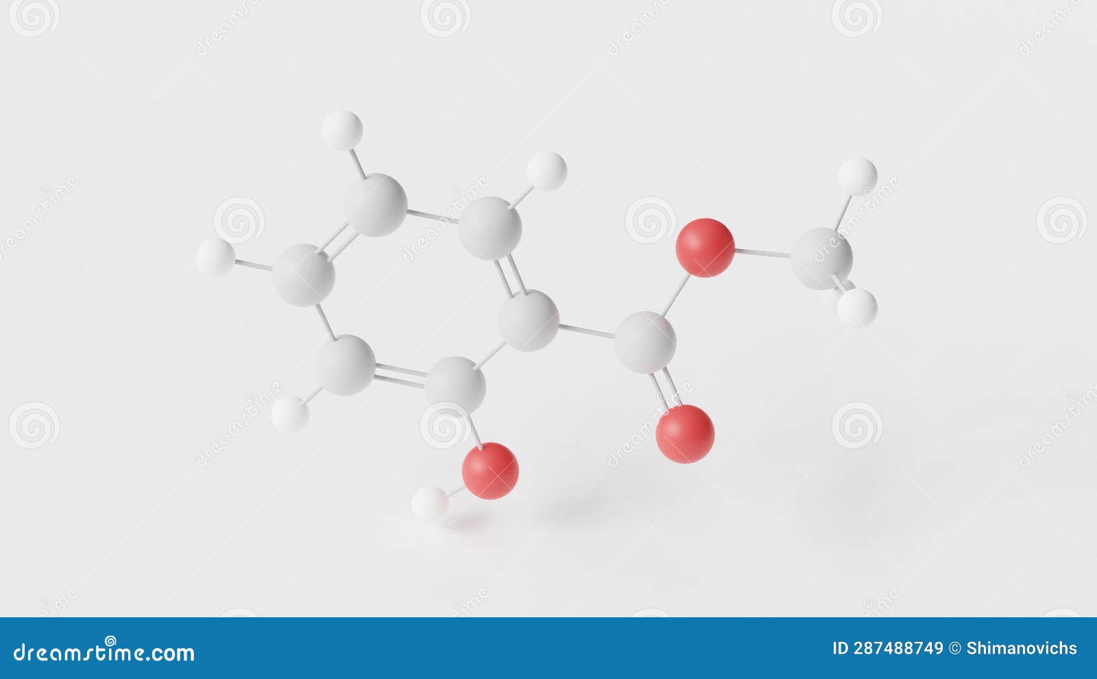 Methyl Salicylate Molecule 3d, Molecular Structure, Ball and Stick ...