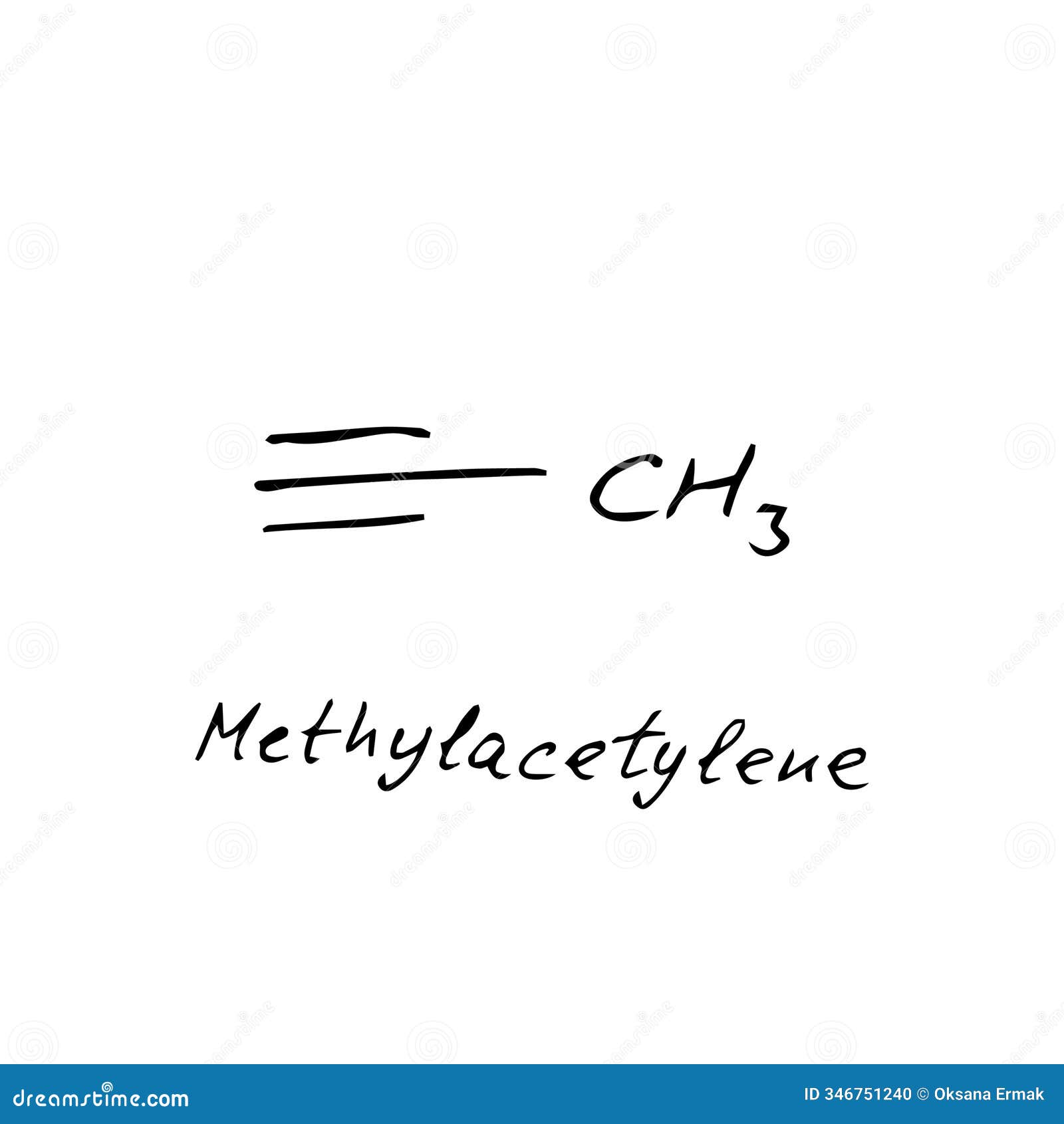 Methylacetylene Molecule Formula. Hand Drawn Imitation of ...