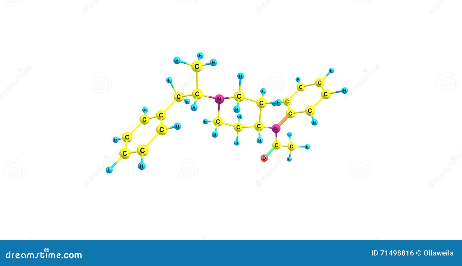 Methylacetylfentanyl Molecular Structure Isolated on White Stock ...