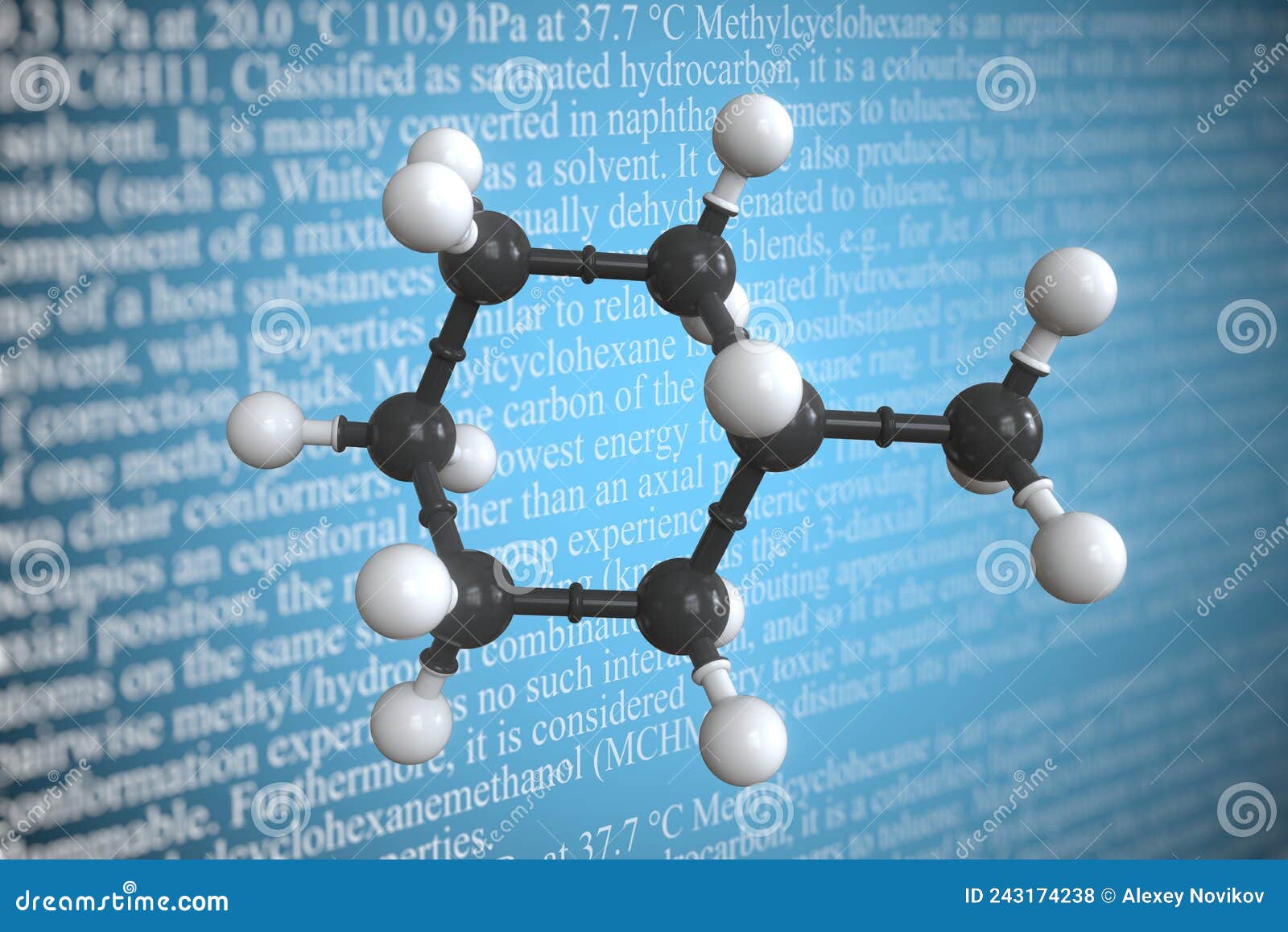 Methylcyclohexane Scientific Molecular Model, 3D Rendering Stock ...