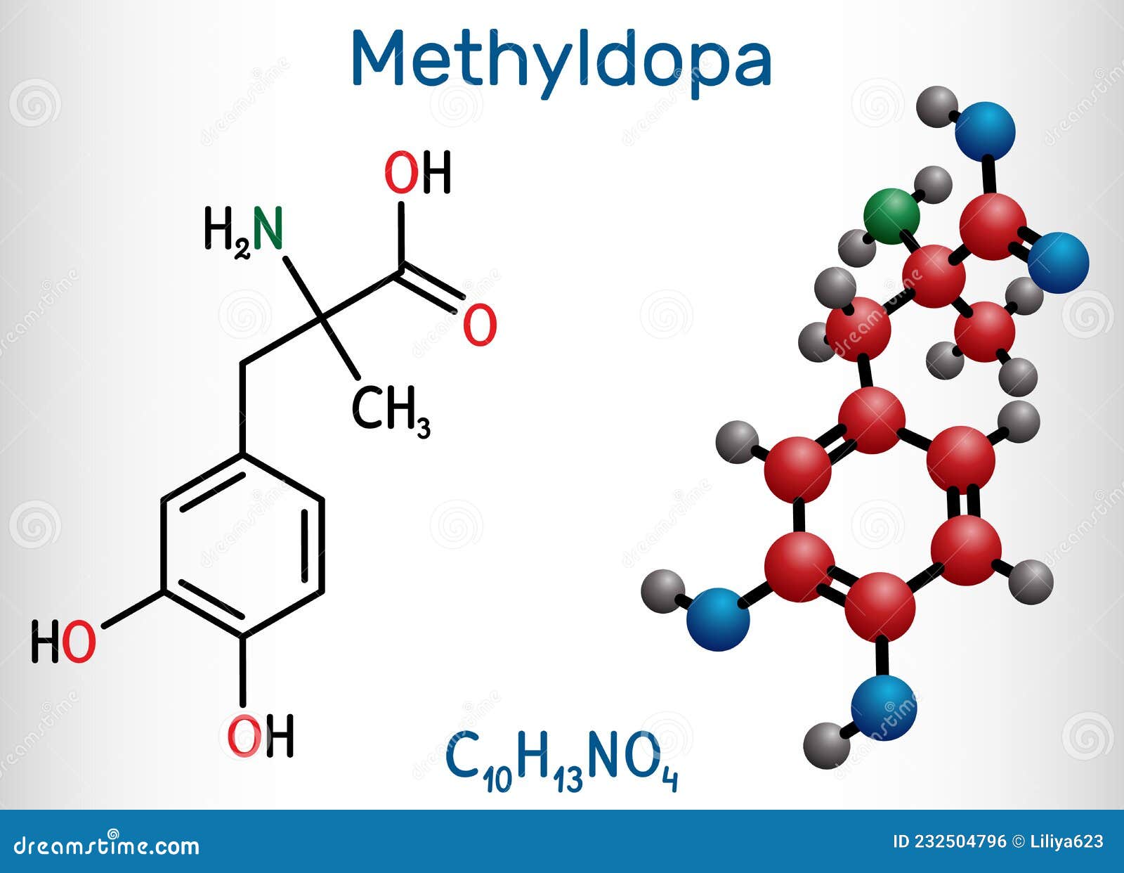 Methyldopa Molecule. Antihypertensive, Antihypertensive, Sympatholytic ...