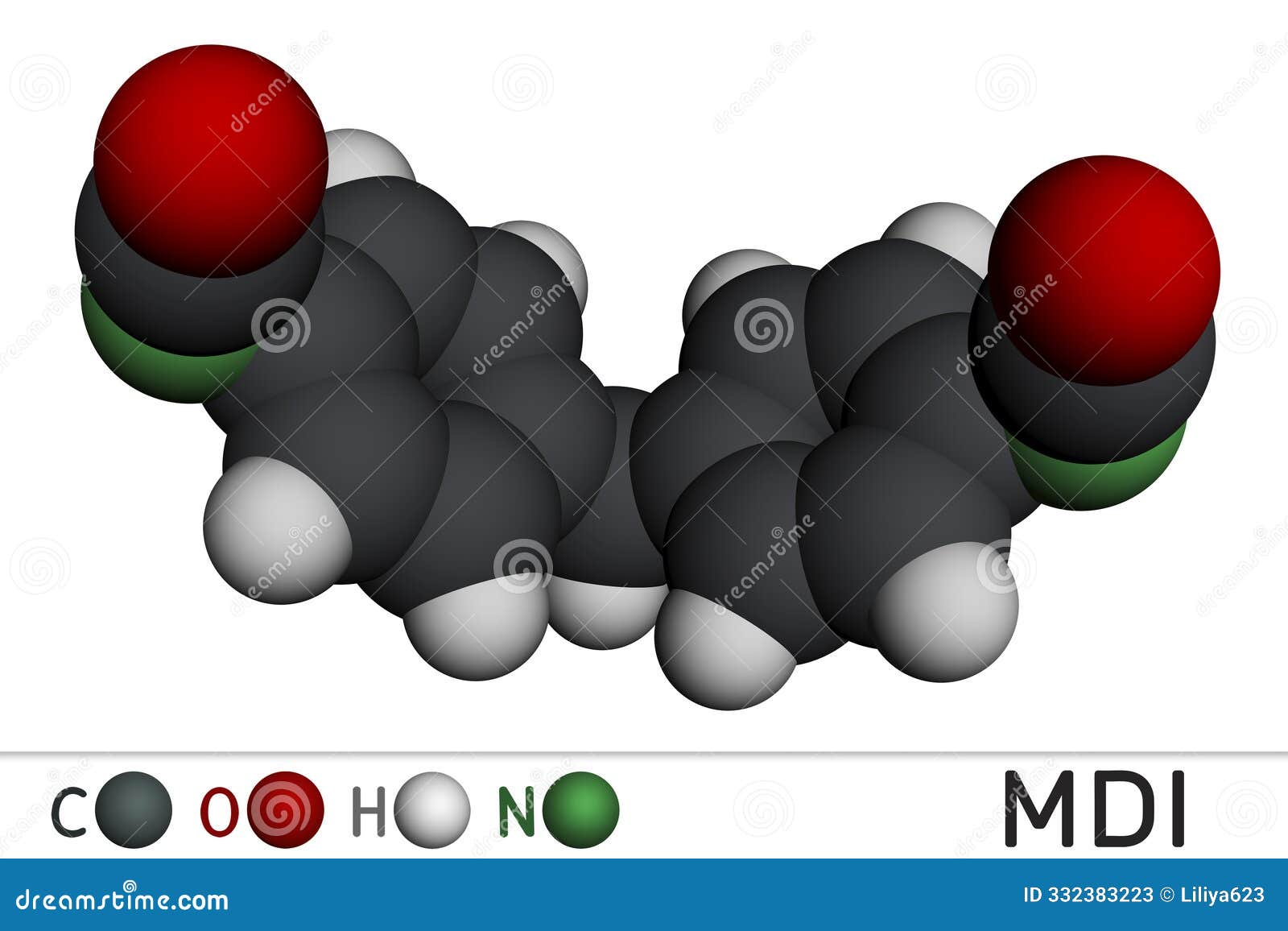 Methylene Diphenyl Diisocyanate, Molecule Model. Sheet Of Paper In A ...
