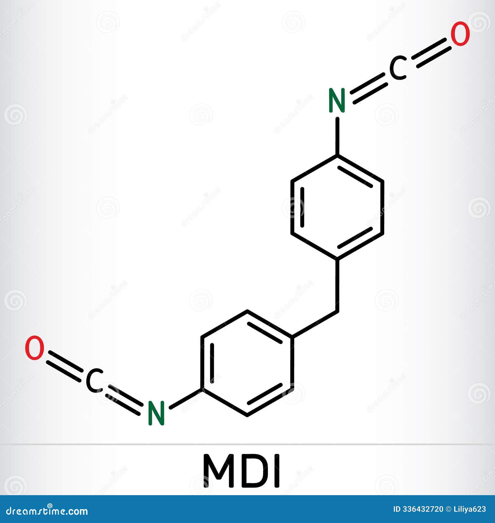 Methylene Diphenyl Diisocyanate, Structural Chemical Formula, Dark Blue ...