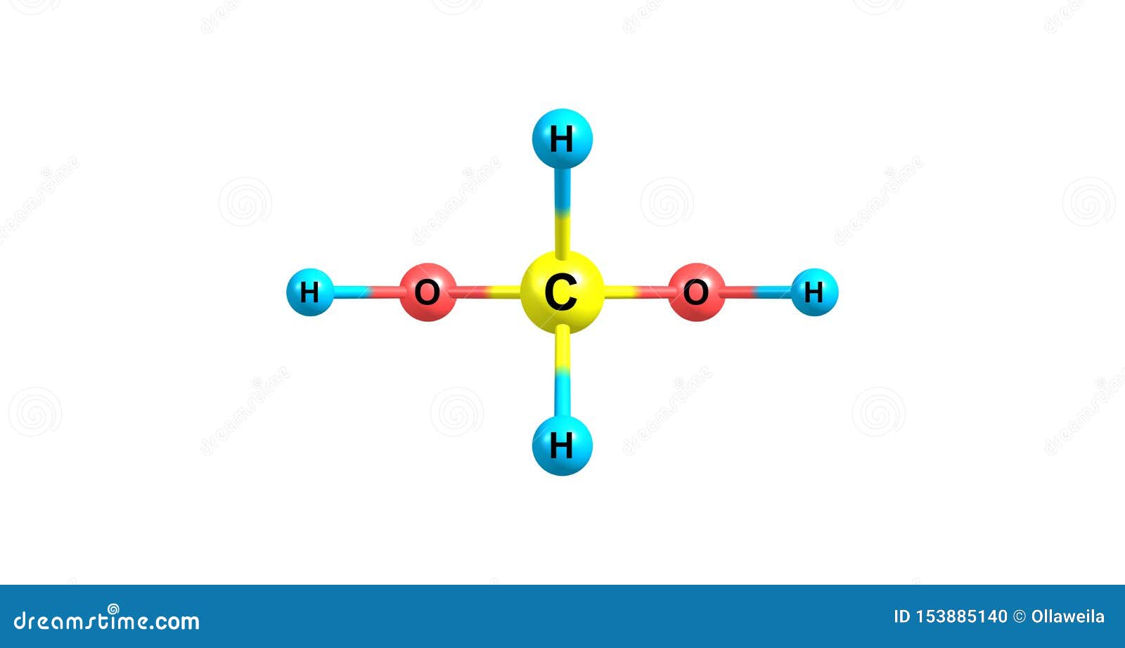 Methylene Glycol Methanediol, Formaldehyde Monohydrate Molecule. Formed ...