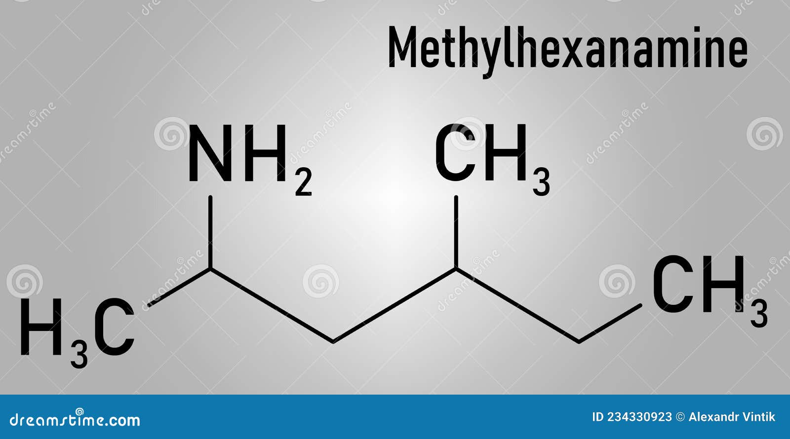 Methylhexanamine, Dimethylamylamine, DMAA Stimulant Molecule. Skeletal ...
