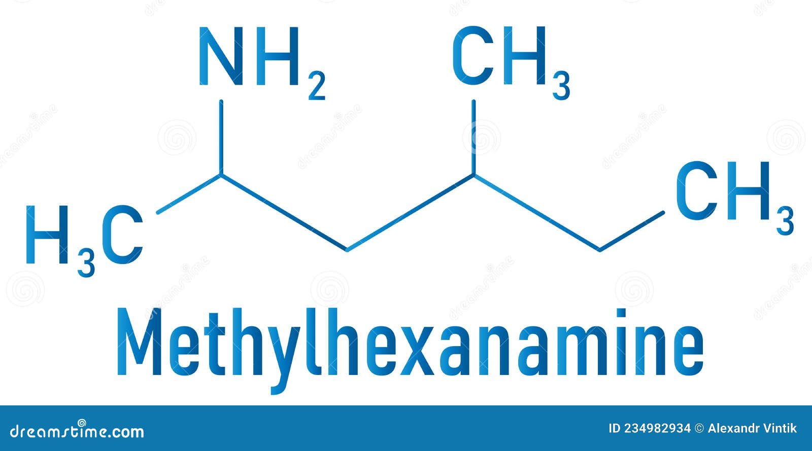 Methylhexanamine Dimethylamylamine, DMAA Stimulant Molecule. Skeletal ...