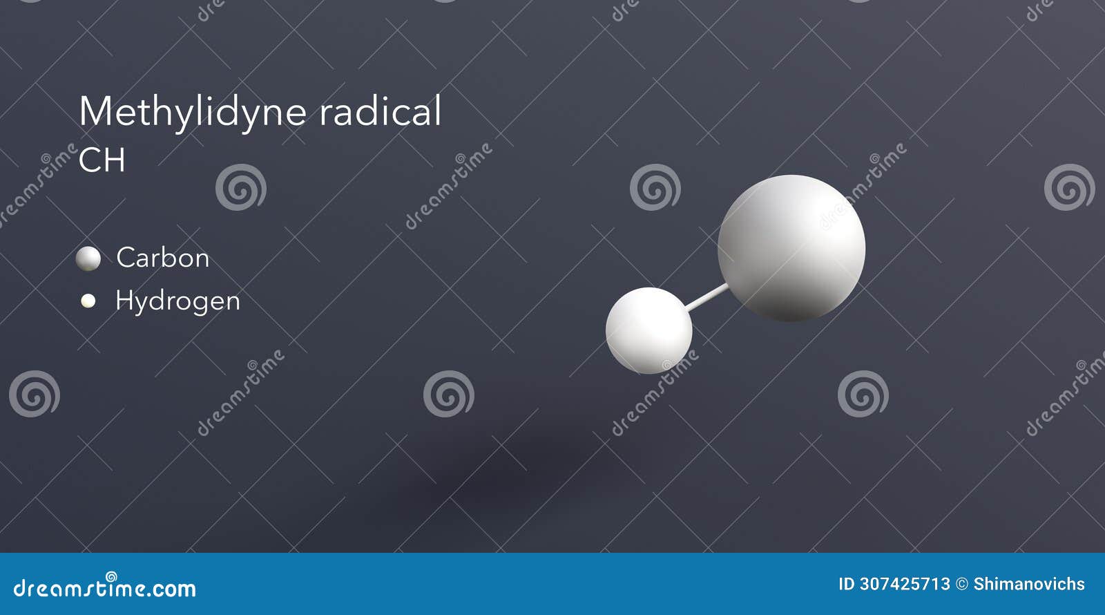 Methylidyne Radical Molecule 3d Rendering, Flat Molecular Structure ...