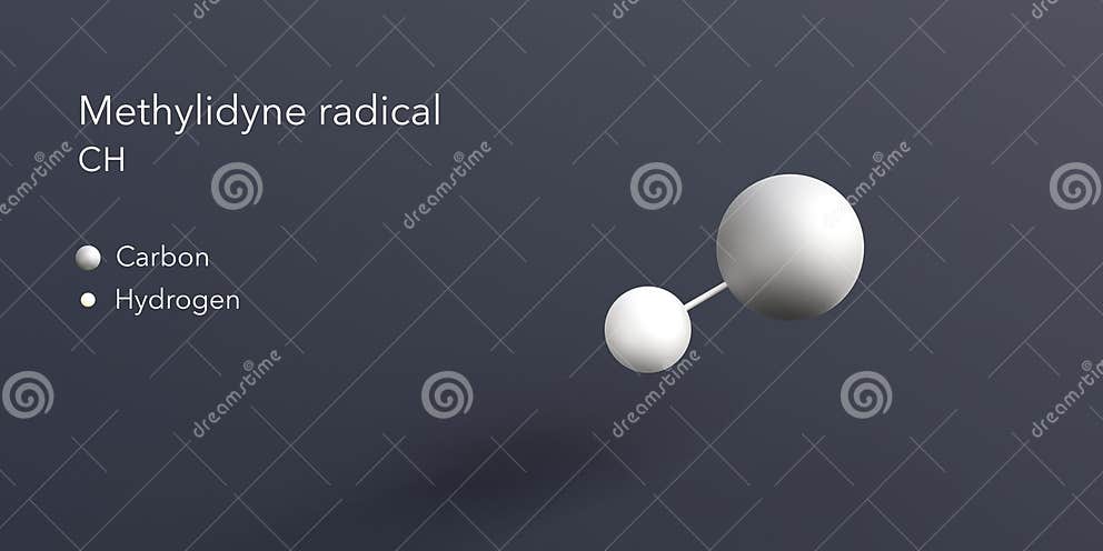 Methylidyne Radical Molecule 3d Rendering, Flat Molecular Structure ...