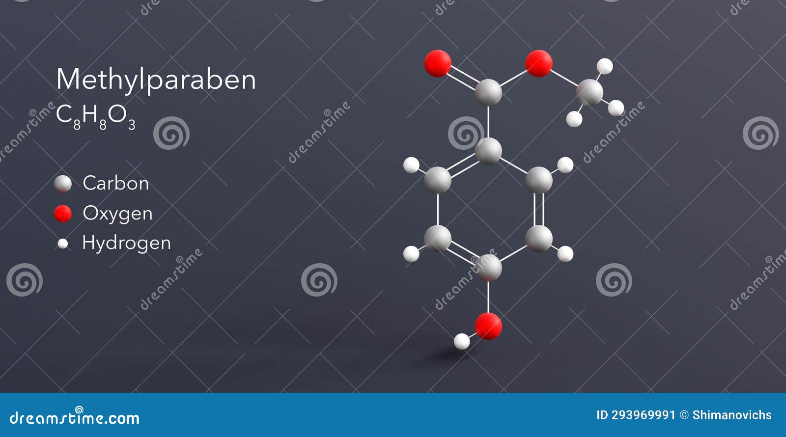 Methylparaben Molecular Structure, 3d Model Molecule, Anti-fungal Agent ...