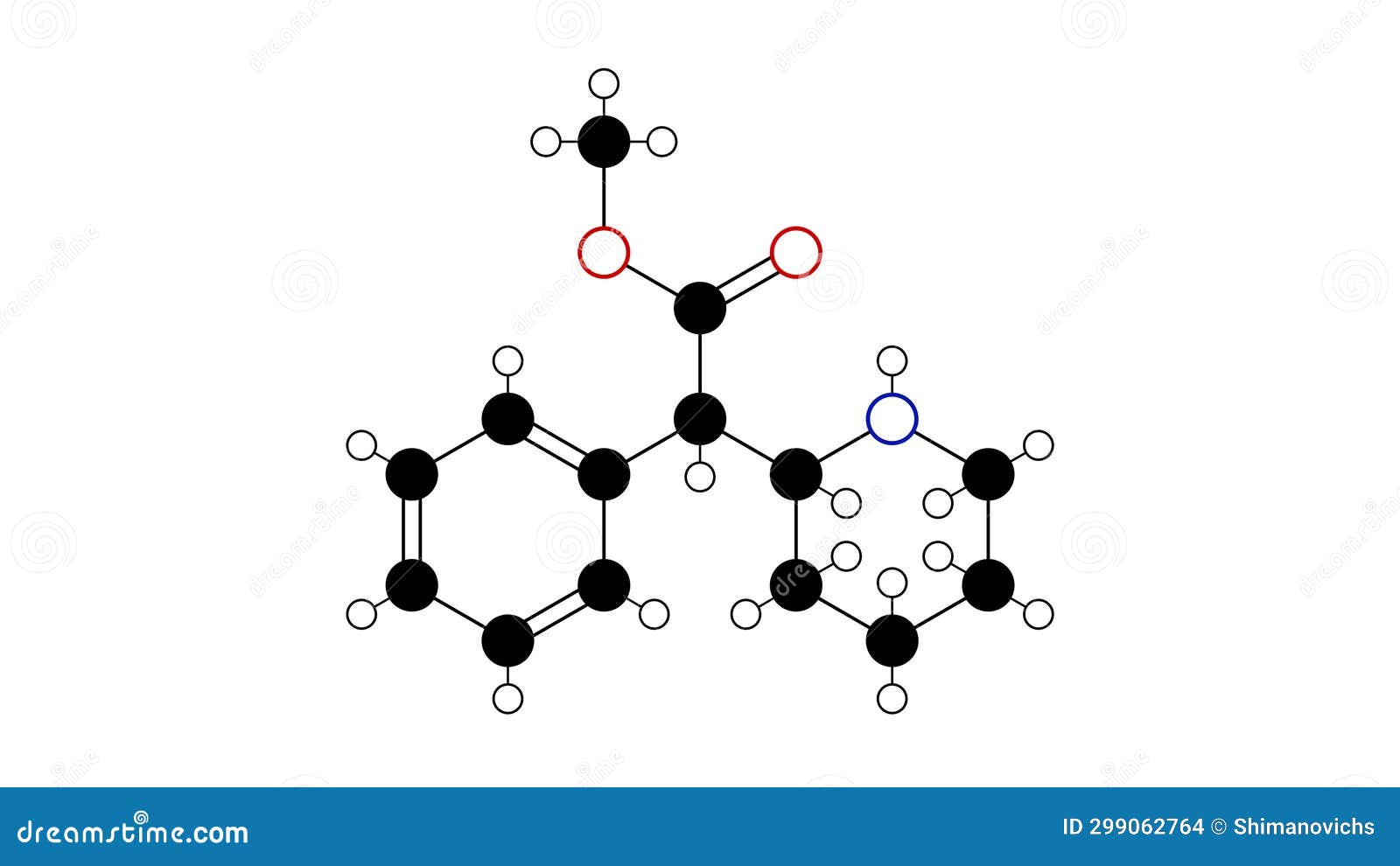 Methylphenidate Molecule, Structural Chemical Formula, Ball-and-stick ...