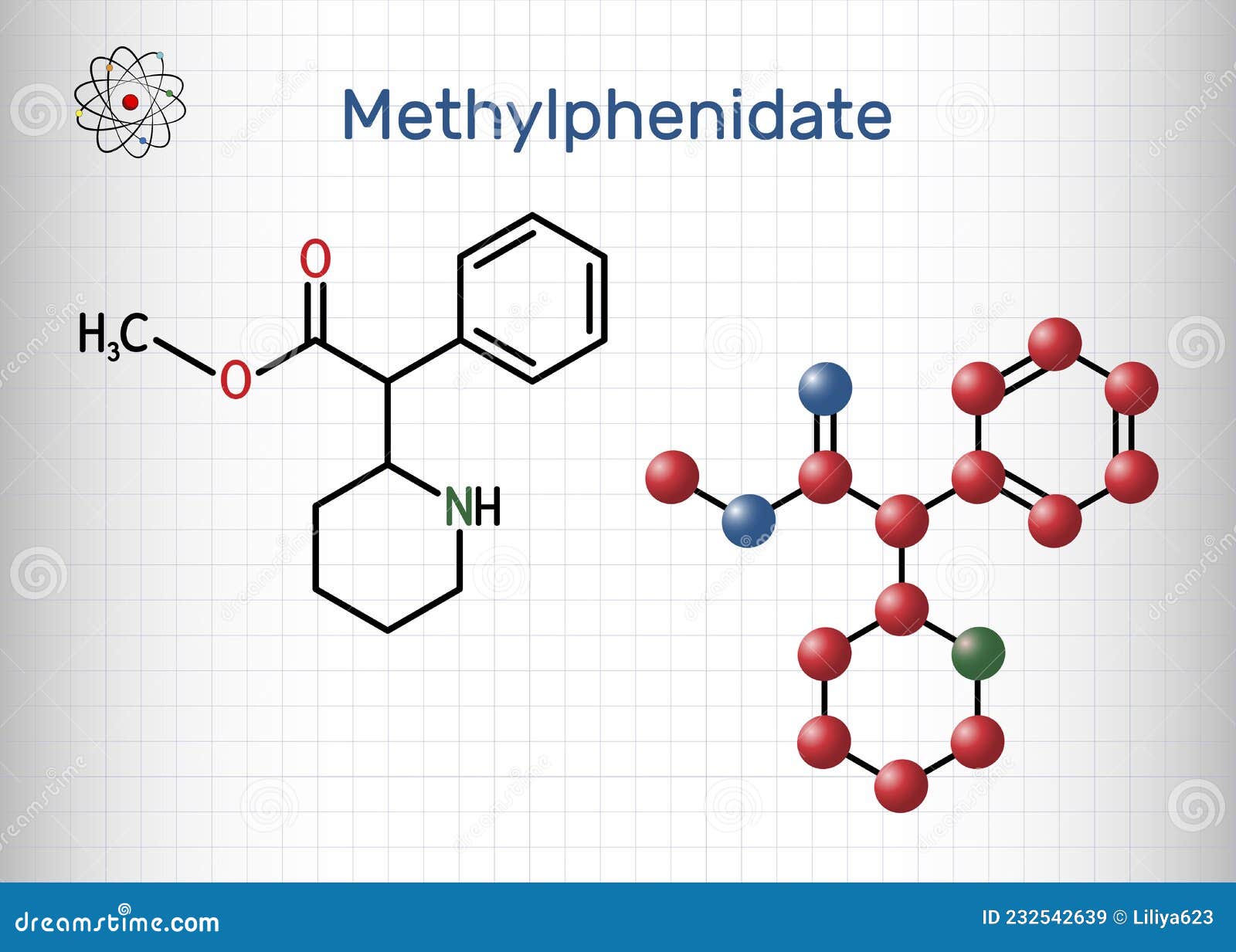 Methylphenidate Molecule, Cns Stimulant, Molecular Structure, Isolated ...