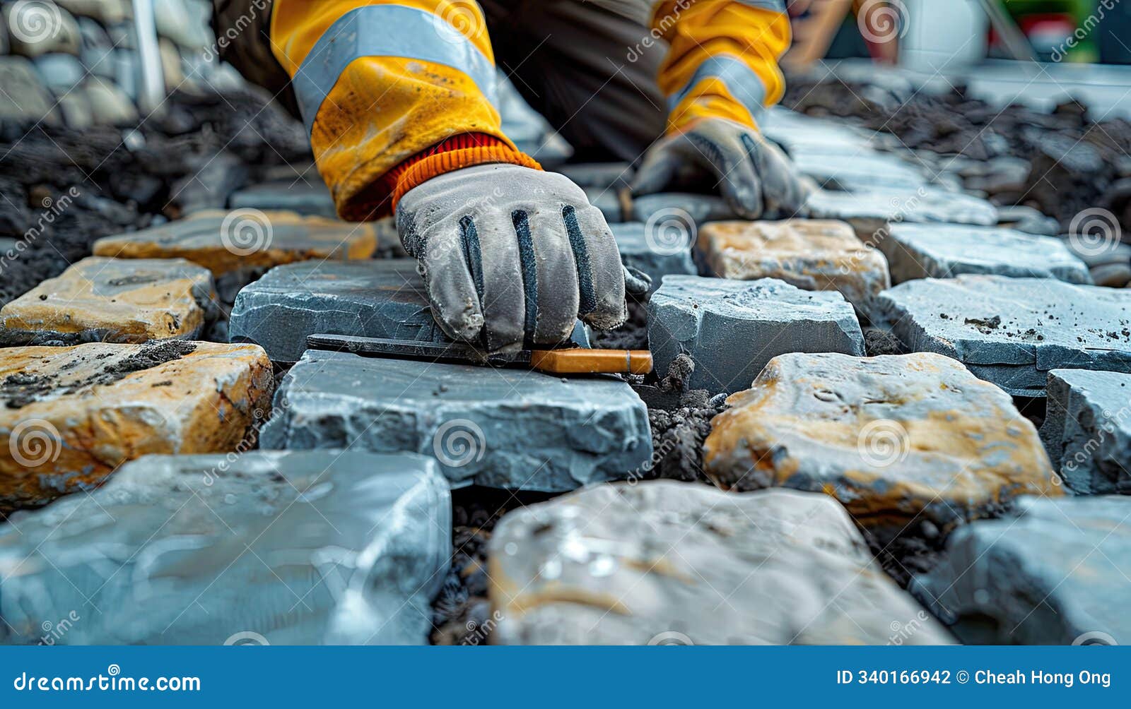 Cobblestone Paving Vector Illustration. Cute Pebble Background. Rounded ...