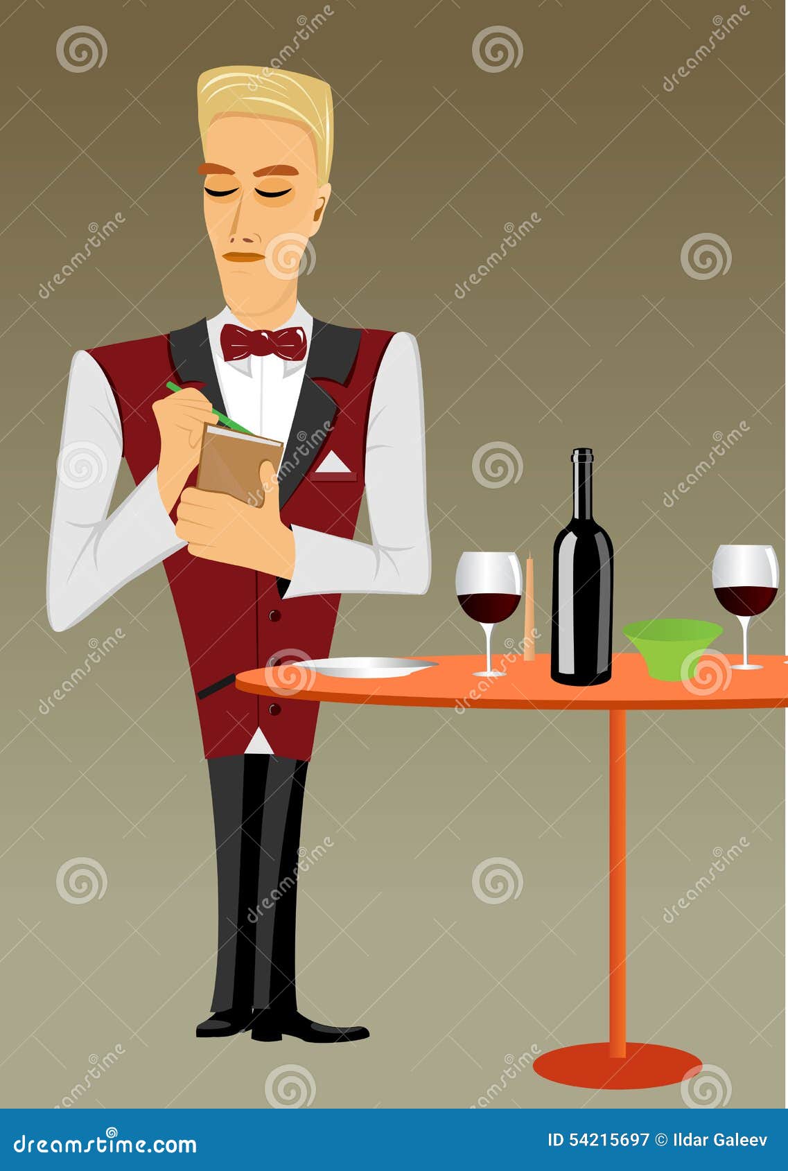 Cartoon Waiter Take An Order Vector Illustration | CartoonDealer.com ...