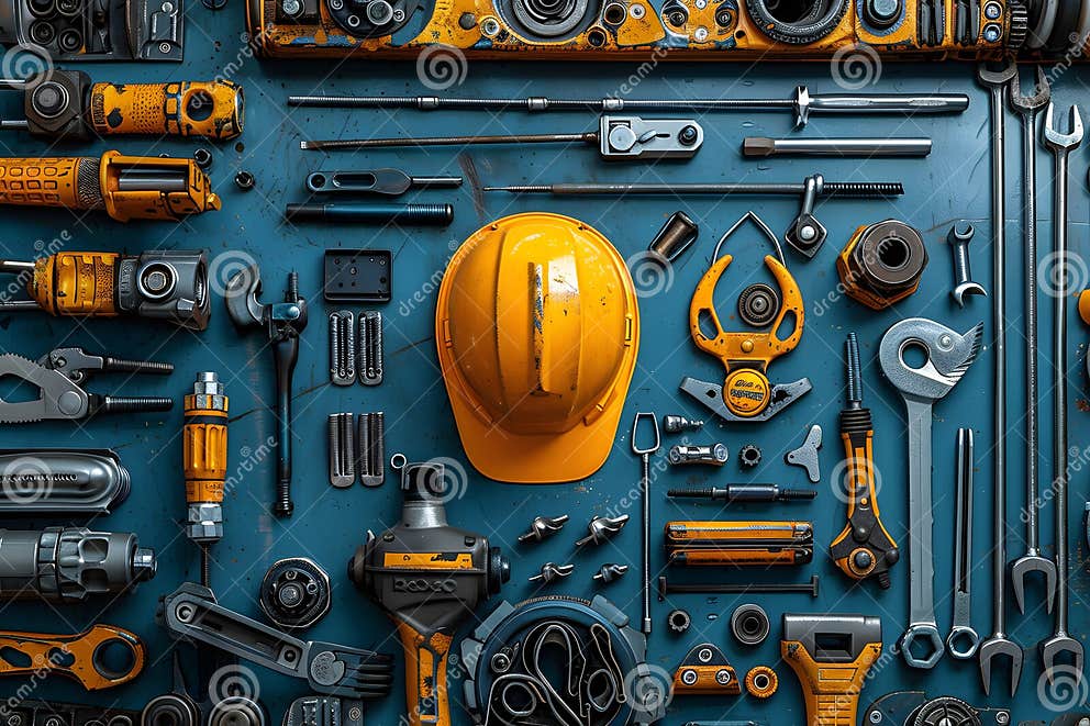 Construction Tools and Safety Gear Arrangement for Industrial Design ...