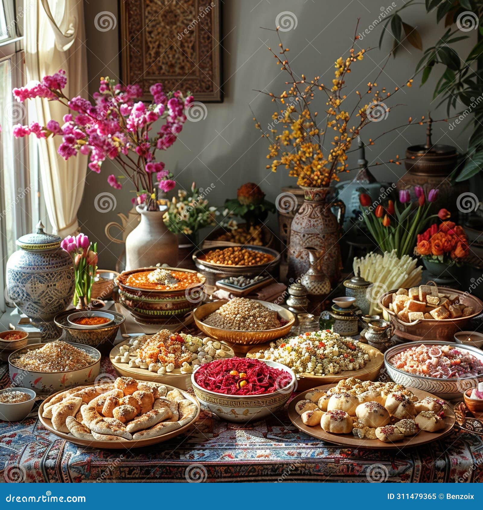 Meticulously Arranged Nowruz Haft-seen Table Stock Image - Image of ...