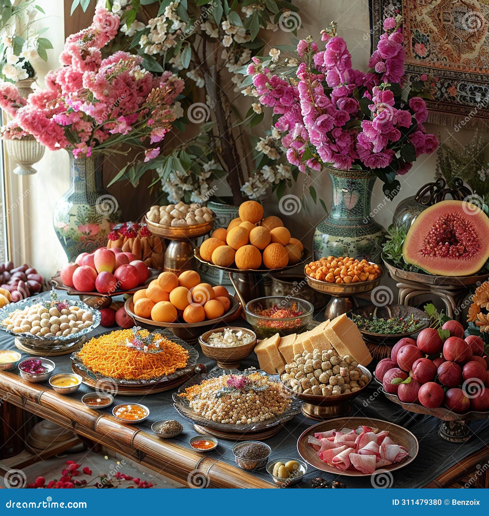 Meticulously Arranged Nowruz Haft-seen Table Stock Photo - Image of ...