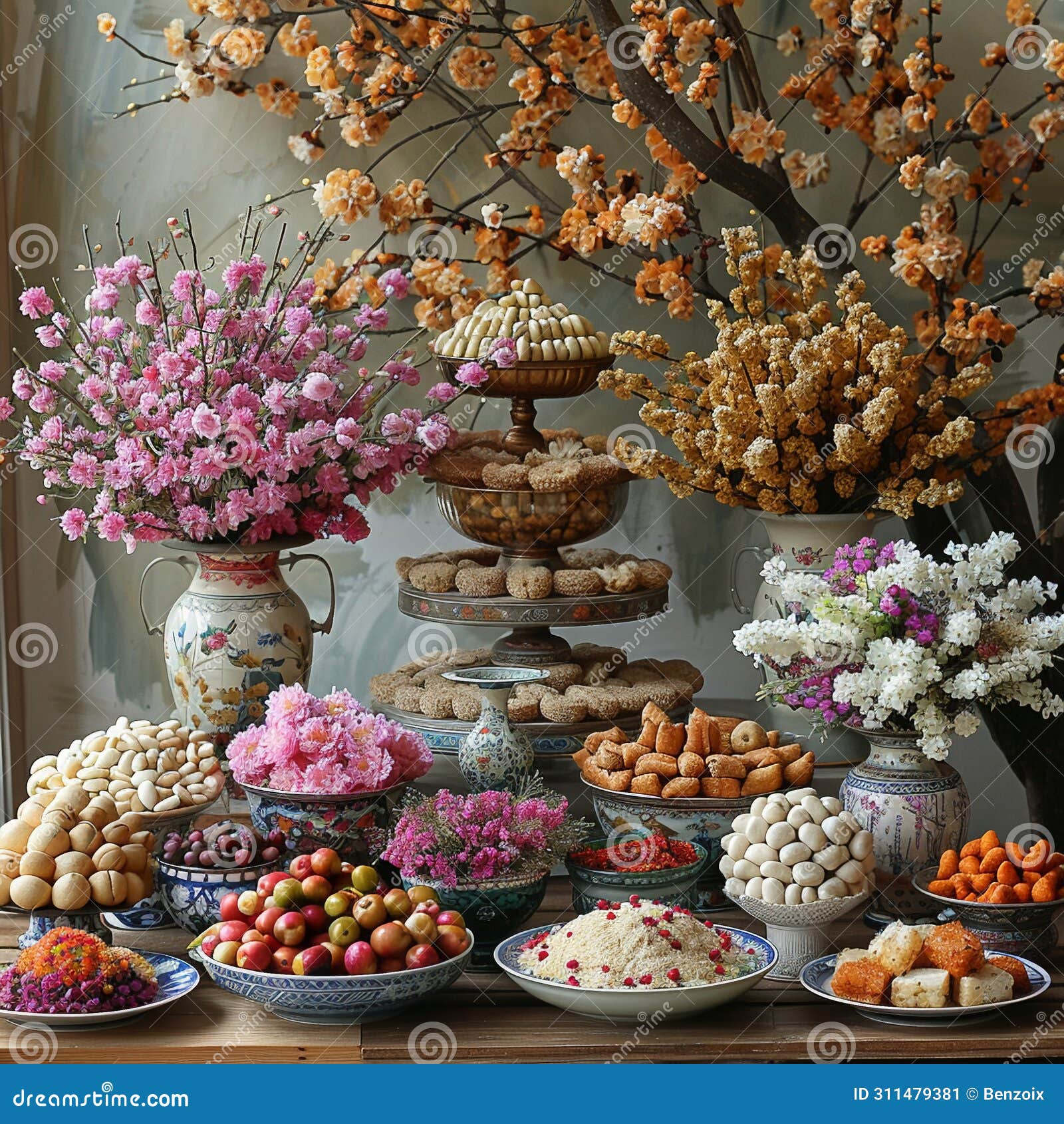 Meticulously Arranged Nowruz Haft-seen Table Stock Image - Image of ...