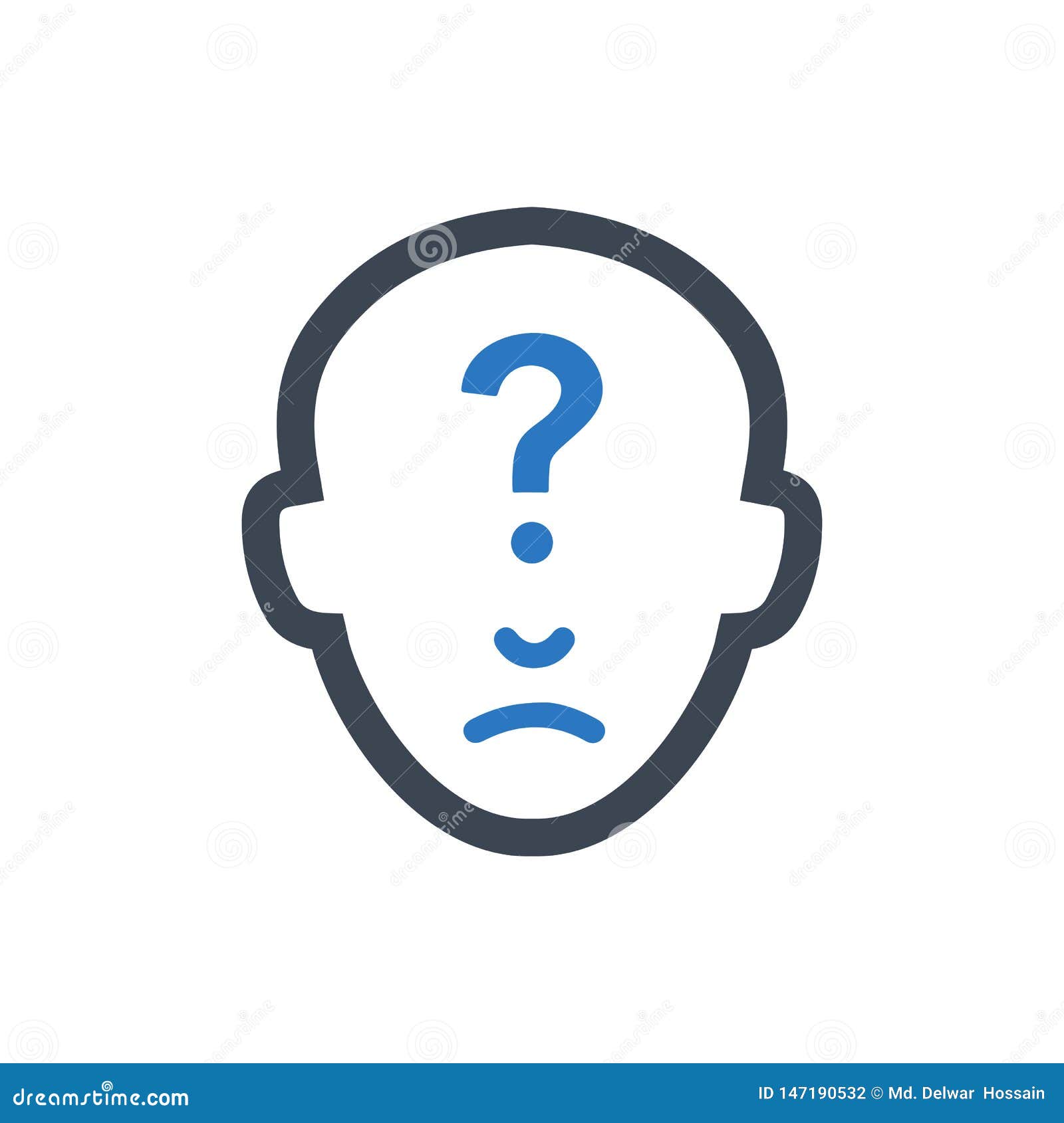 Feeling doubt icon stock vector. Illustration of thinking - 147190532